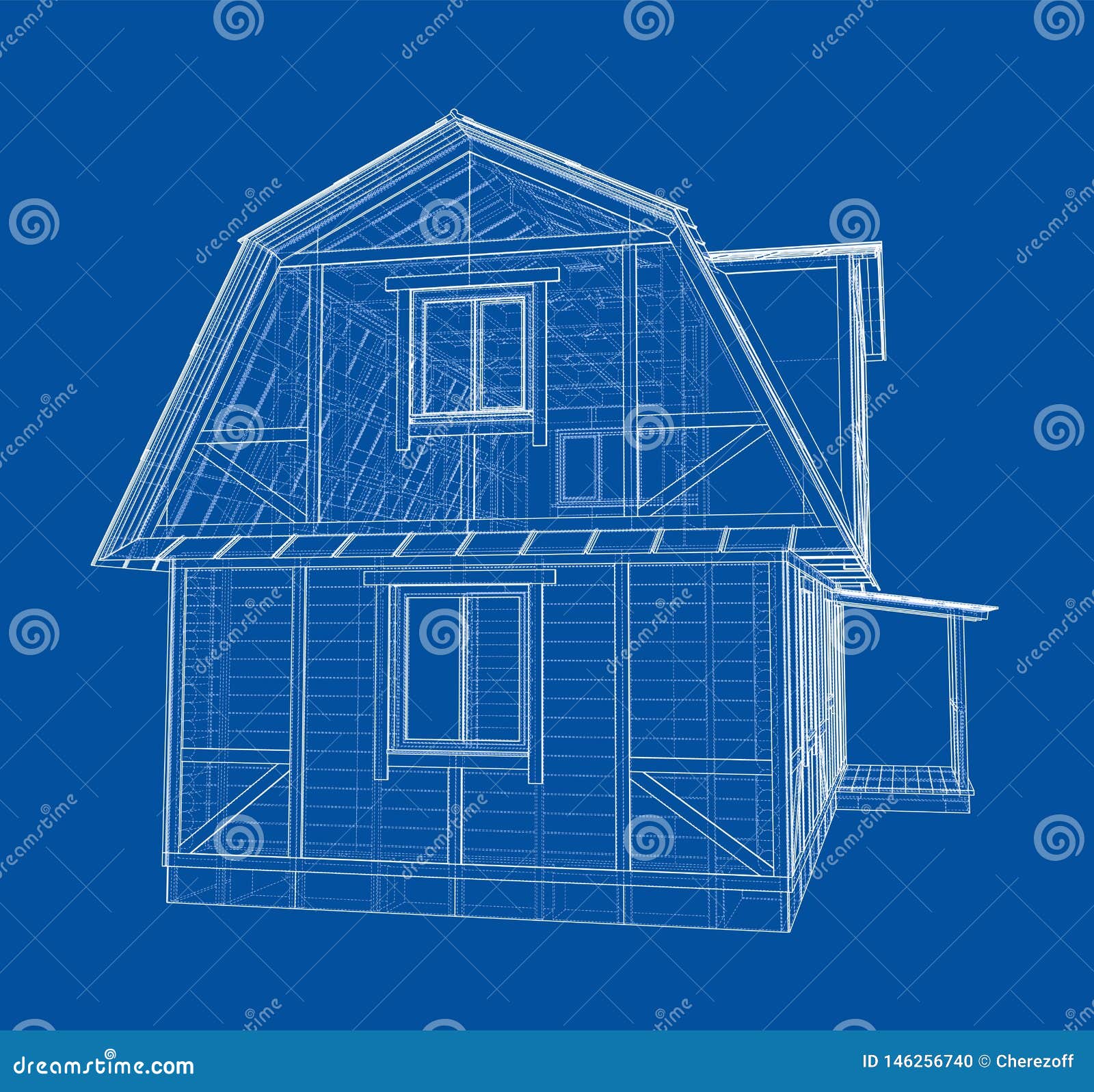 House Sketch. Vector Rendering of 3d Stock Vector - Illustration of ...
