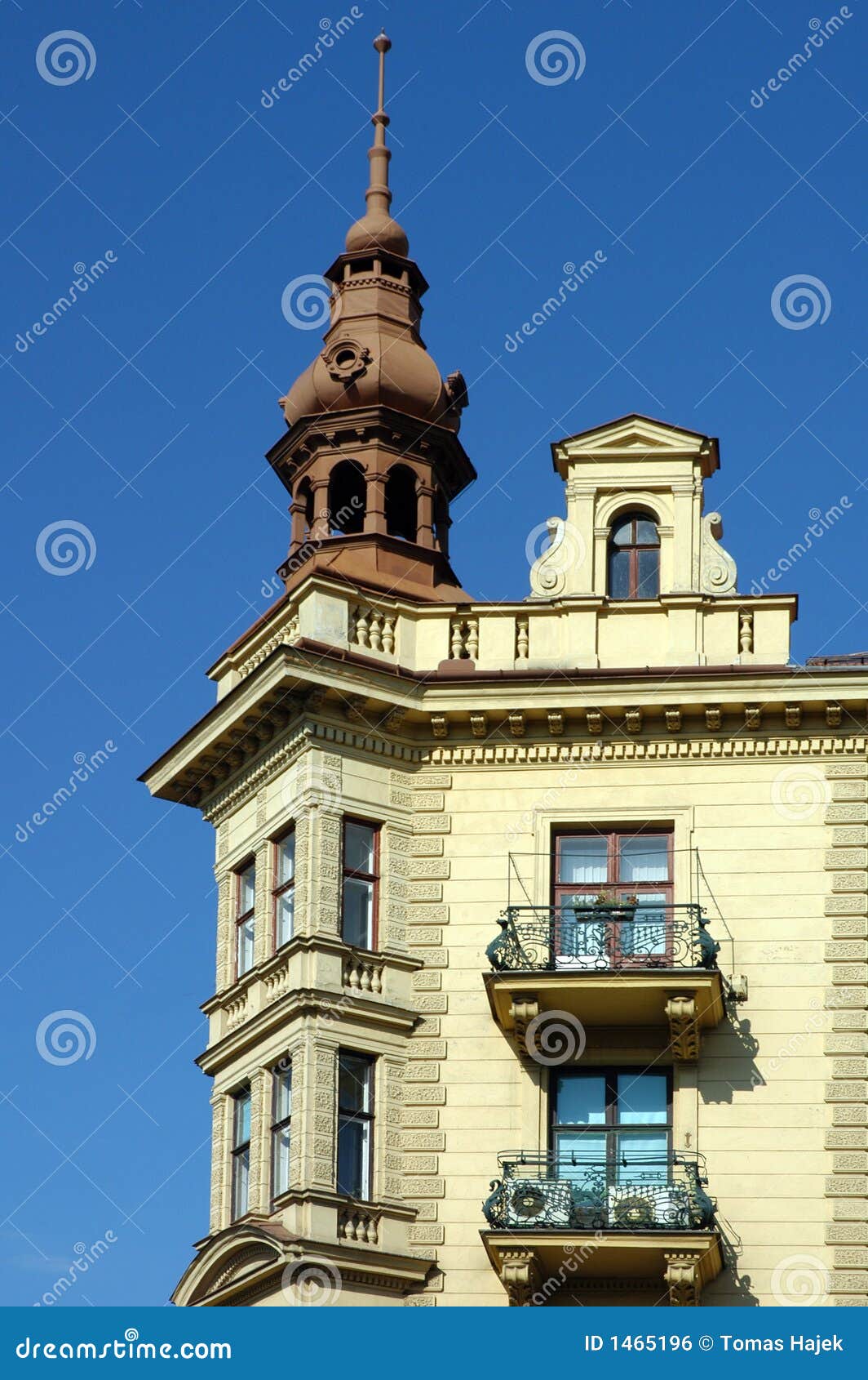 House with small tower stock photo. Image of building - 1465196