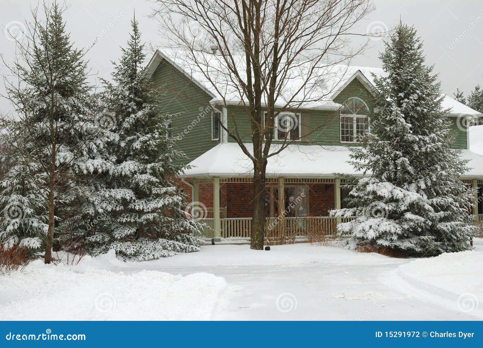 House in the Snow stock photo. Image of winter, railing - 15291972