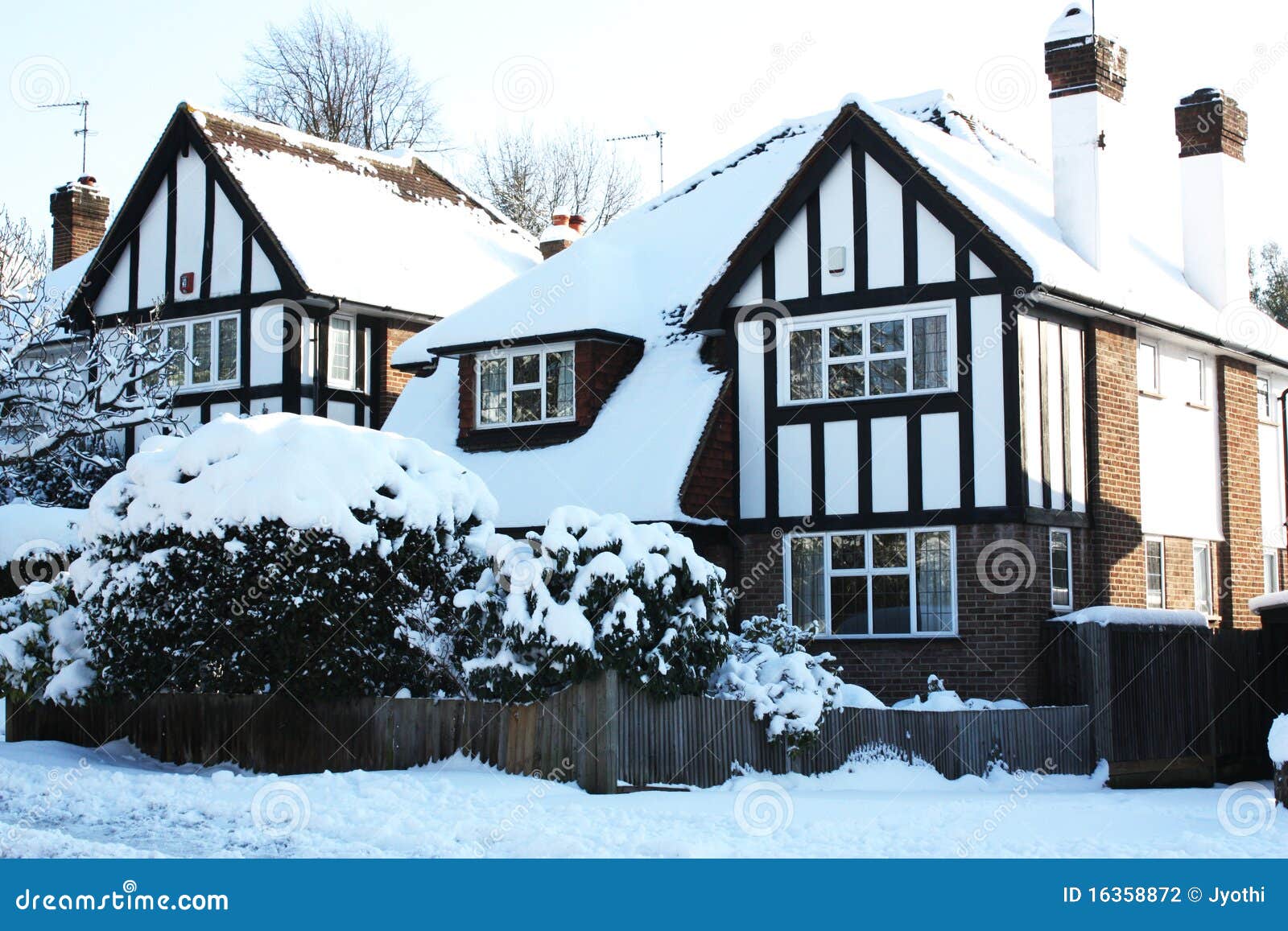 House with snow stock photo. Image of architecture, season - 16358872