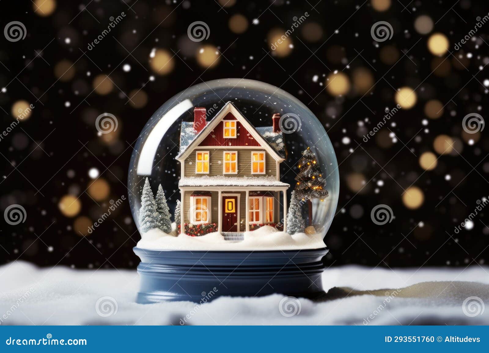 House in Snow Globe Appearing Too Perfect Stock Photo - Image of ...