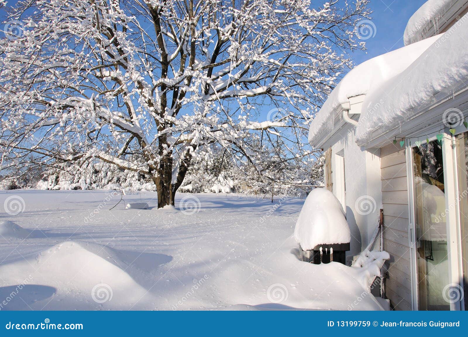House in snow storm stock image. Image of snow, cold - 13199759