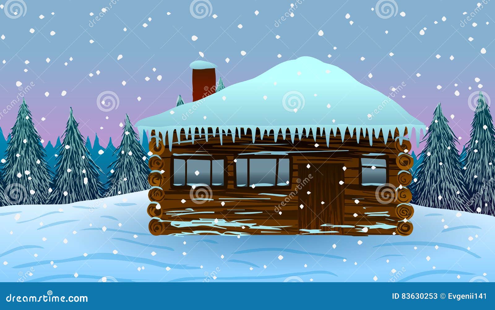 House in the snow stock illustration. Illustration of landscape - 83630253