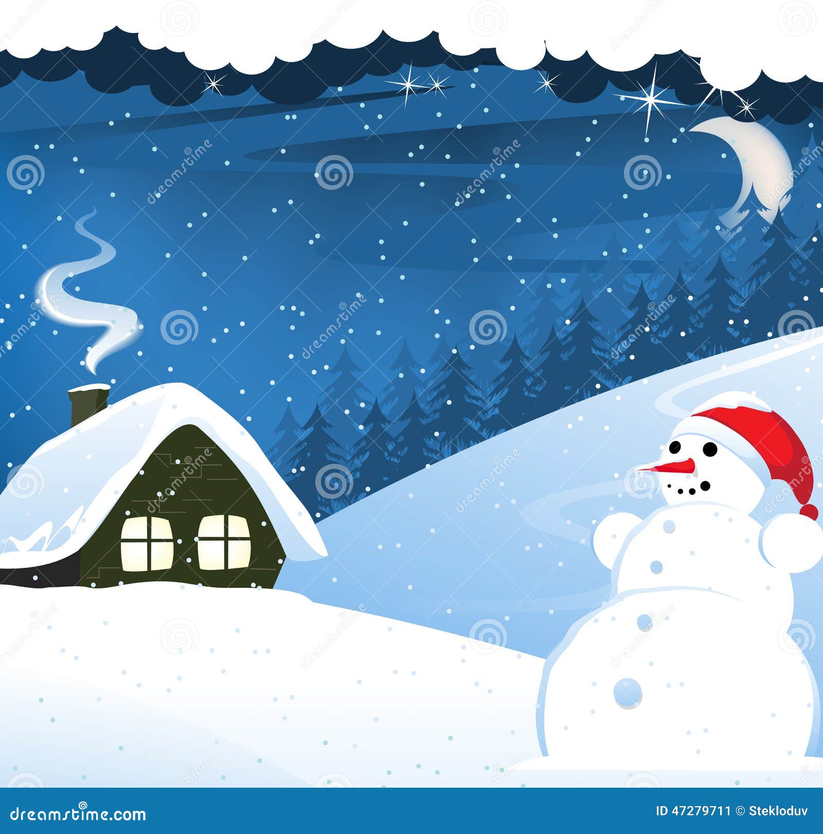 House and snowman stock vector. Illustration of cold - 47279711