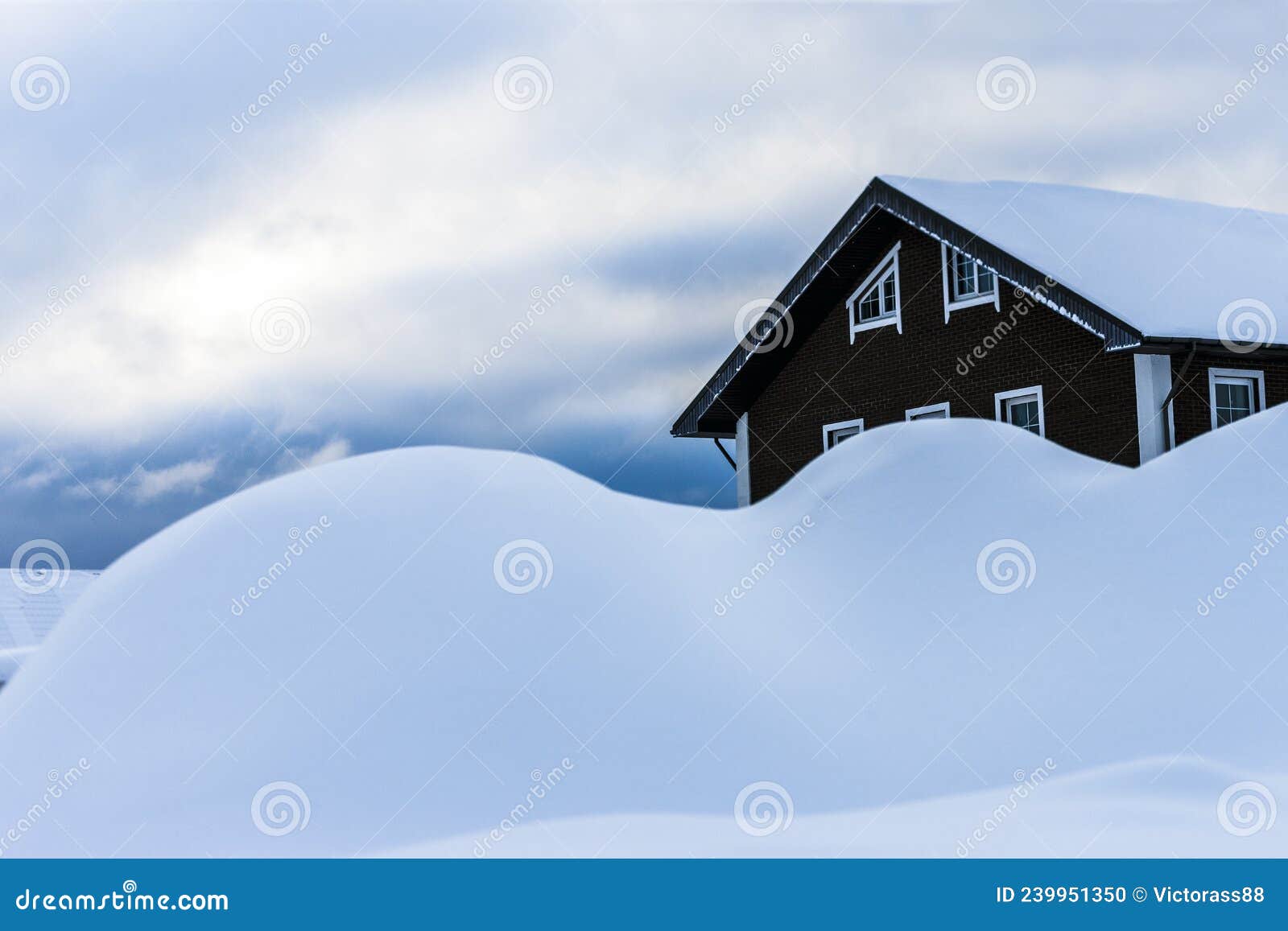 House after a snowstorm stock photo. Image of winter - 239951350