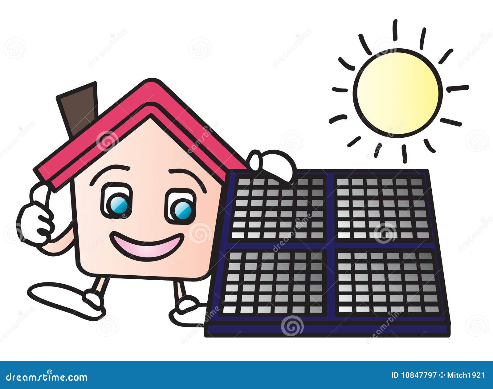 House solar energy cartoon stock vector. Illustration of bright - 10847797
