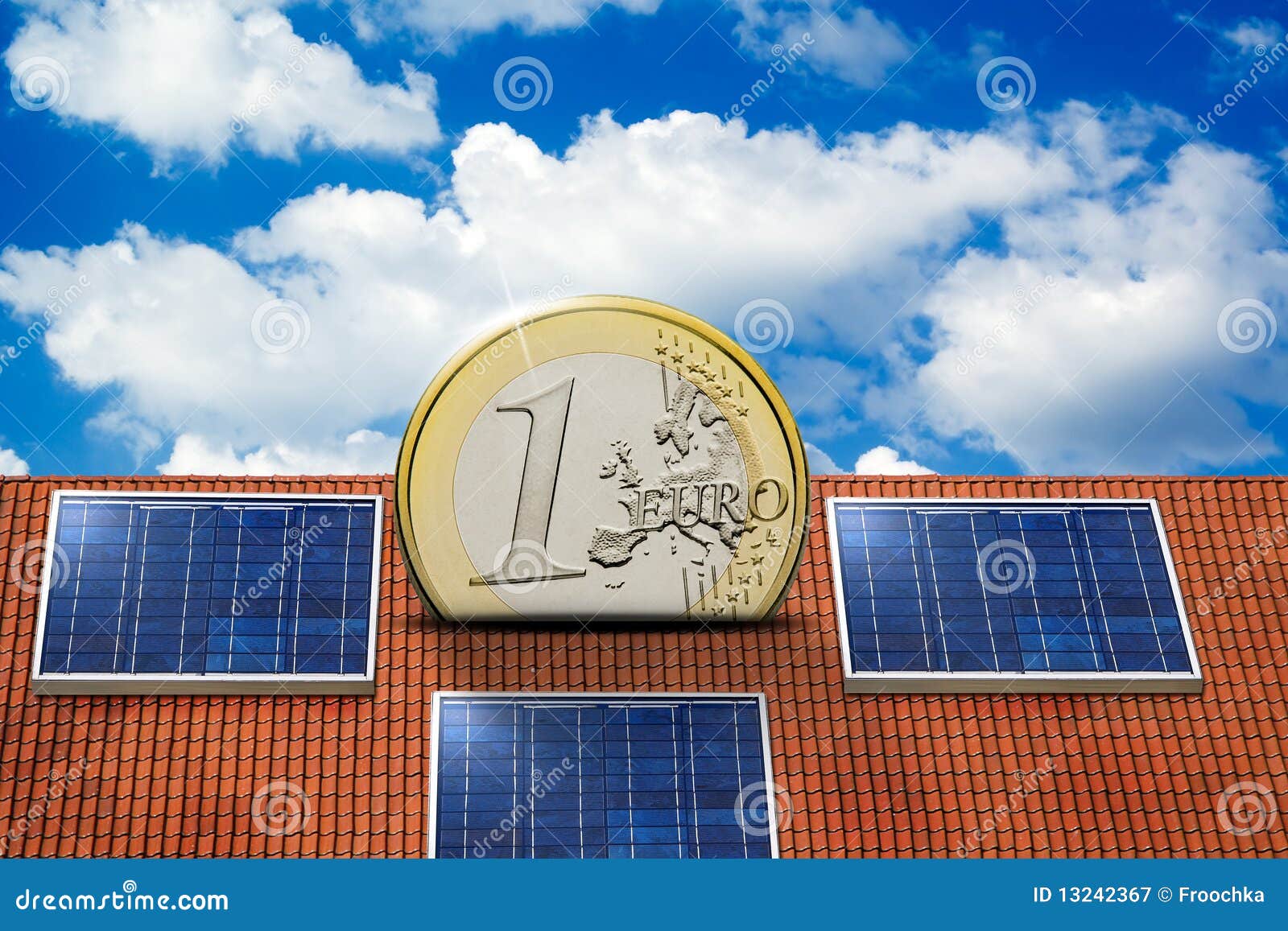 House with Solar Energy To Make Money Stock Image - Image of money ...