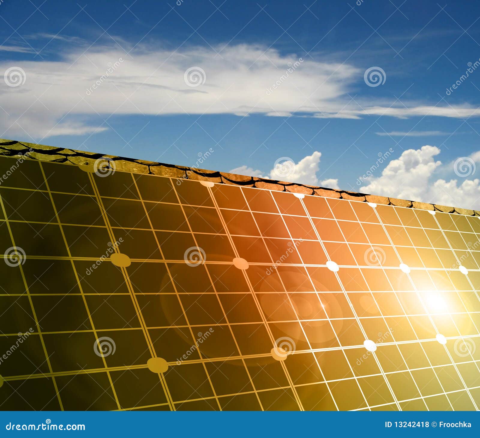 House with Solar Energy To Make Money Stock Illustration - Illustration ...