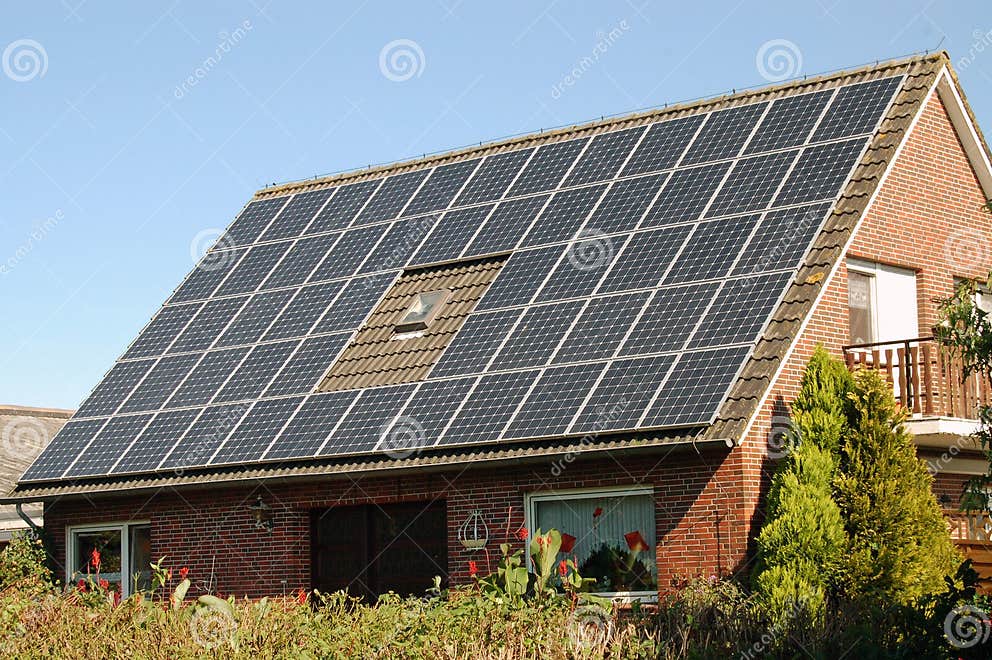 House with solar panel stock image. Image of environment - 8227921