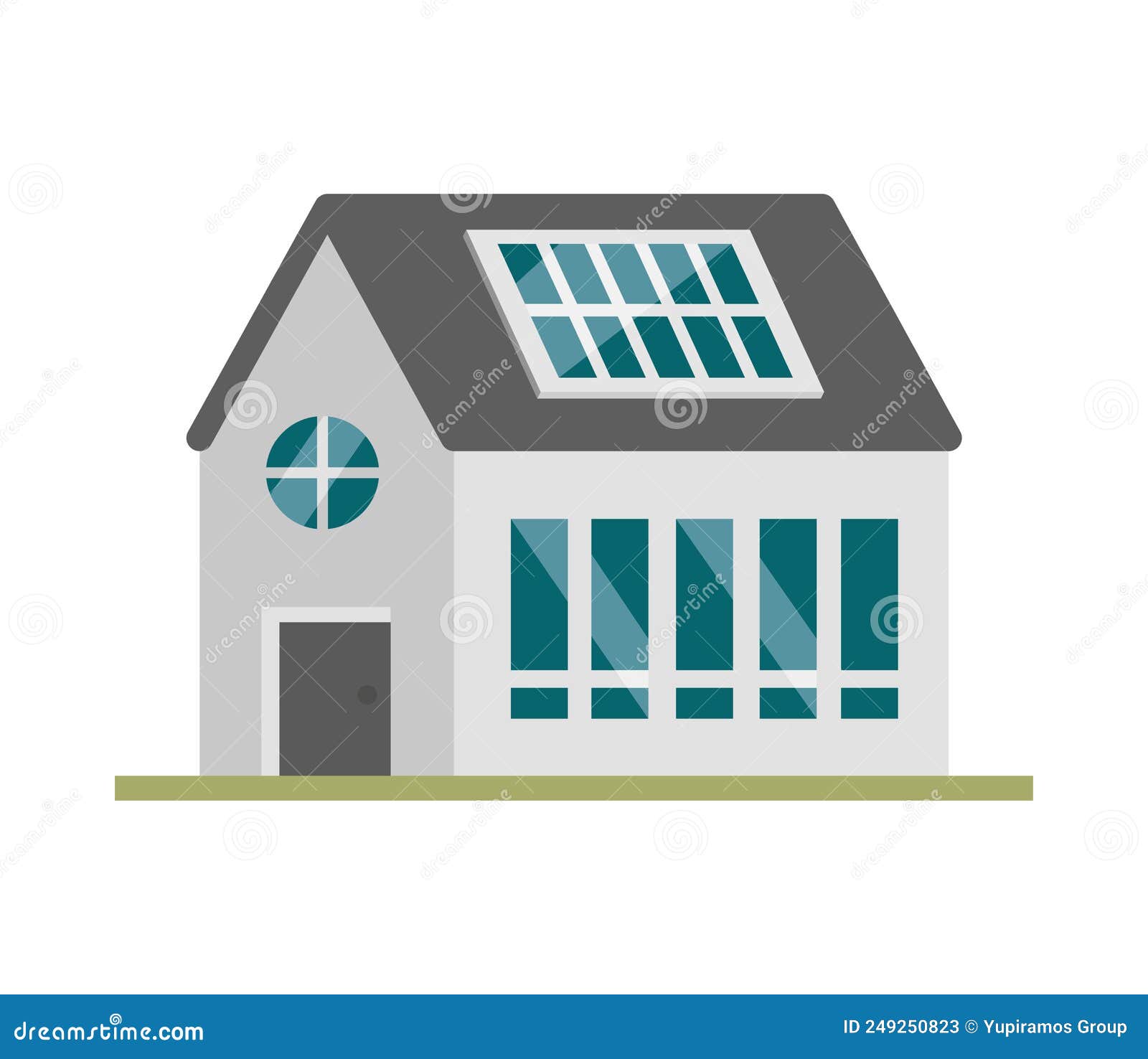 House with solar panel stock vector. Illustration of power - 249250823