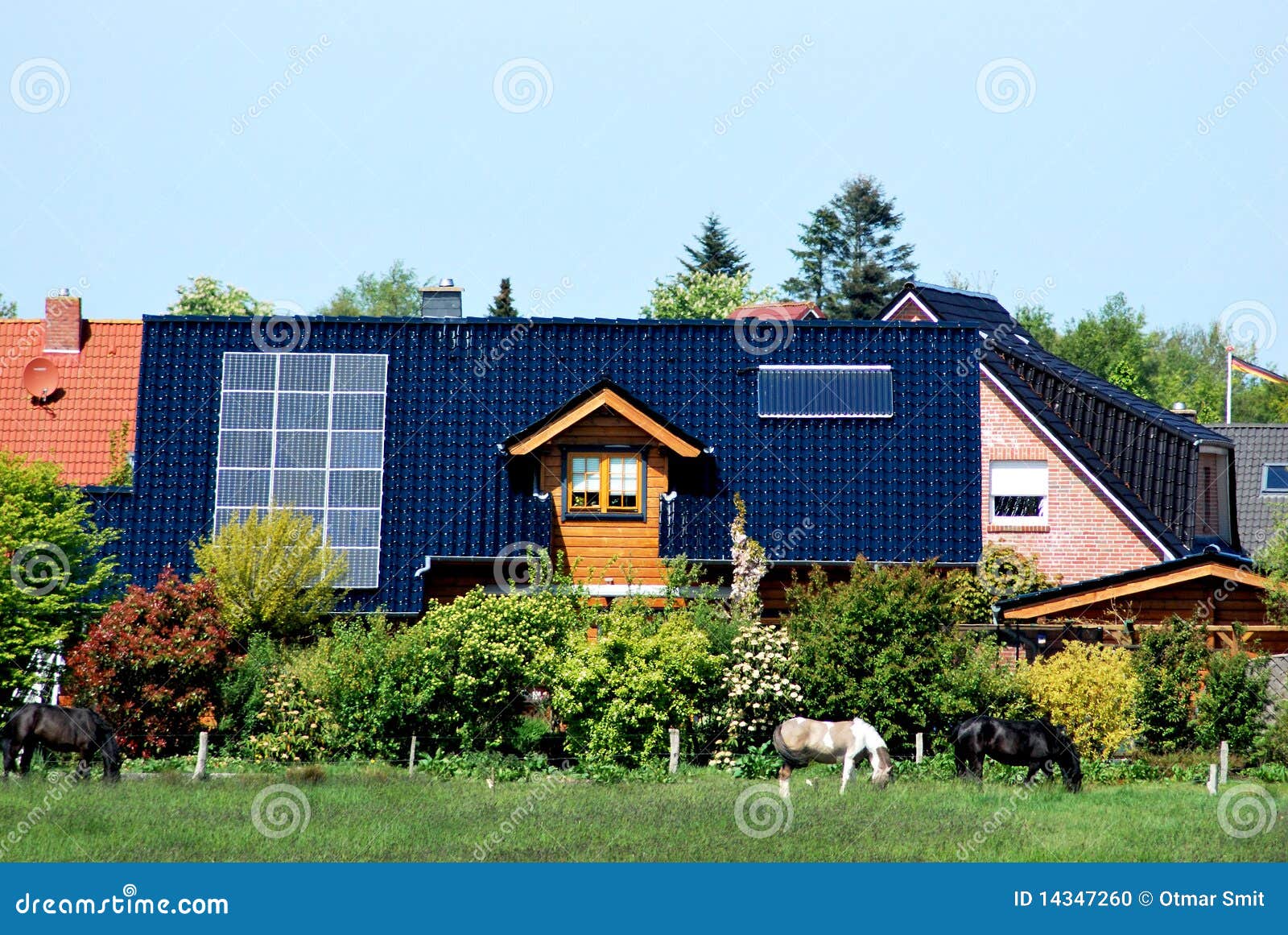 House with solar panels stock photo. Image of power, ecological - 14347260