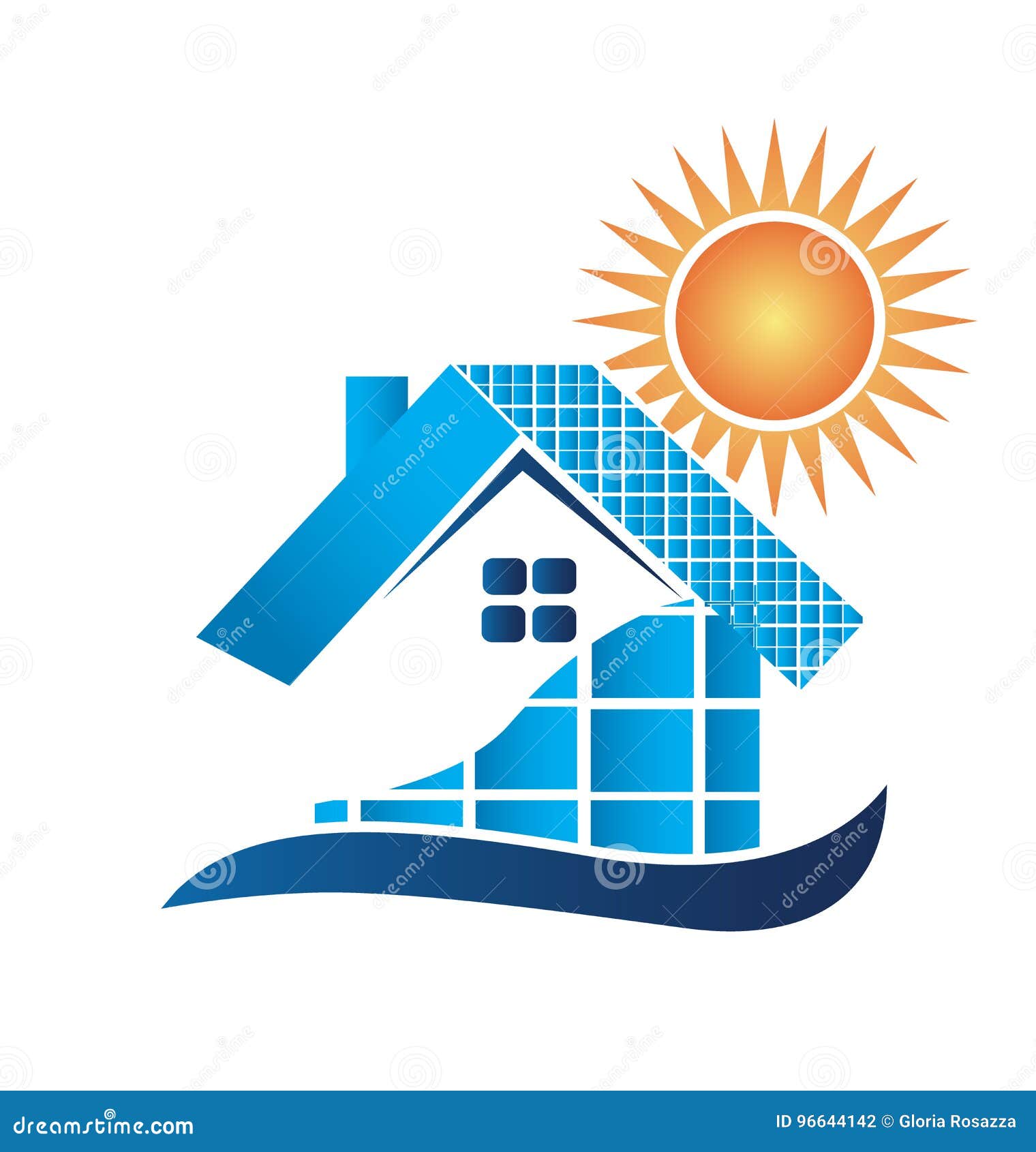 House with Solar Panels Logo Stock Vector - Illustration of card ...