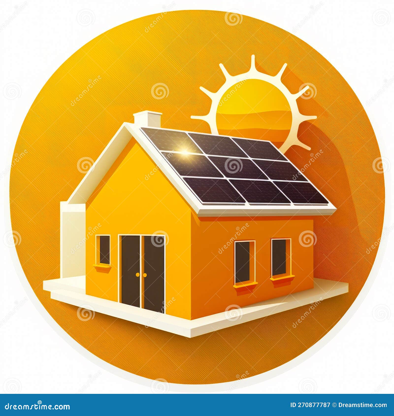 House with Solar Panels on it and the Sun in the Background. Generative ...