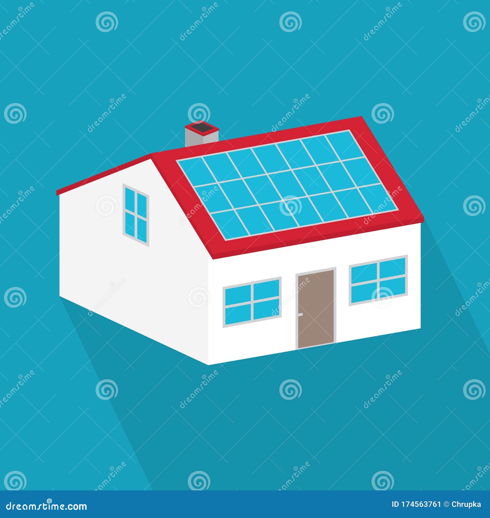 House with solar panels stock vector. Illustration of icon - 174563761