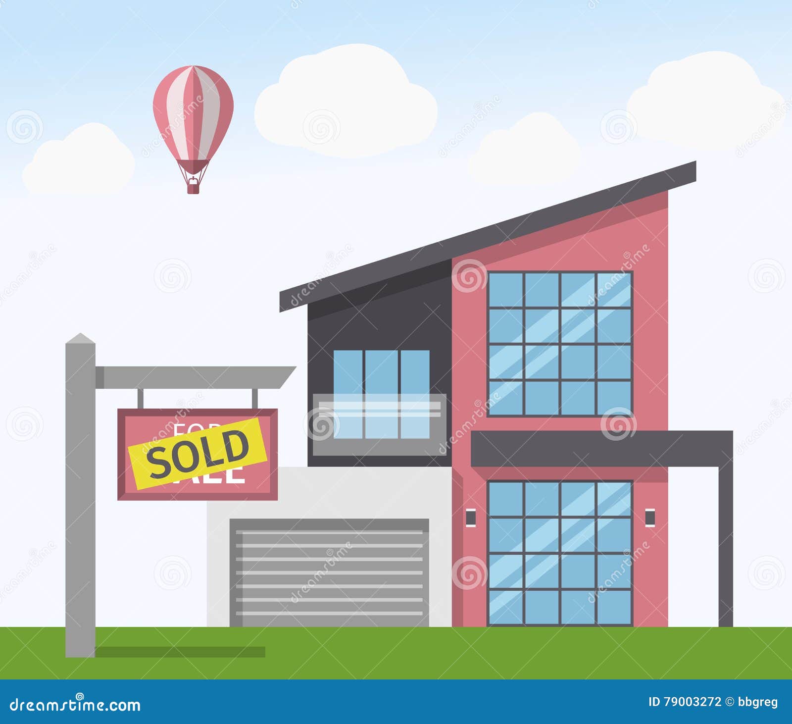 House Sold Sign. Vector Illustration in Flat Style. Stock Vector ...