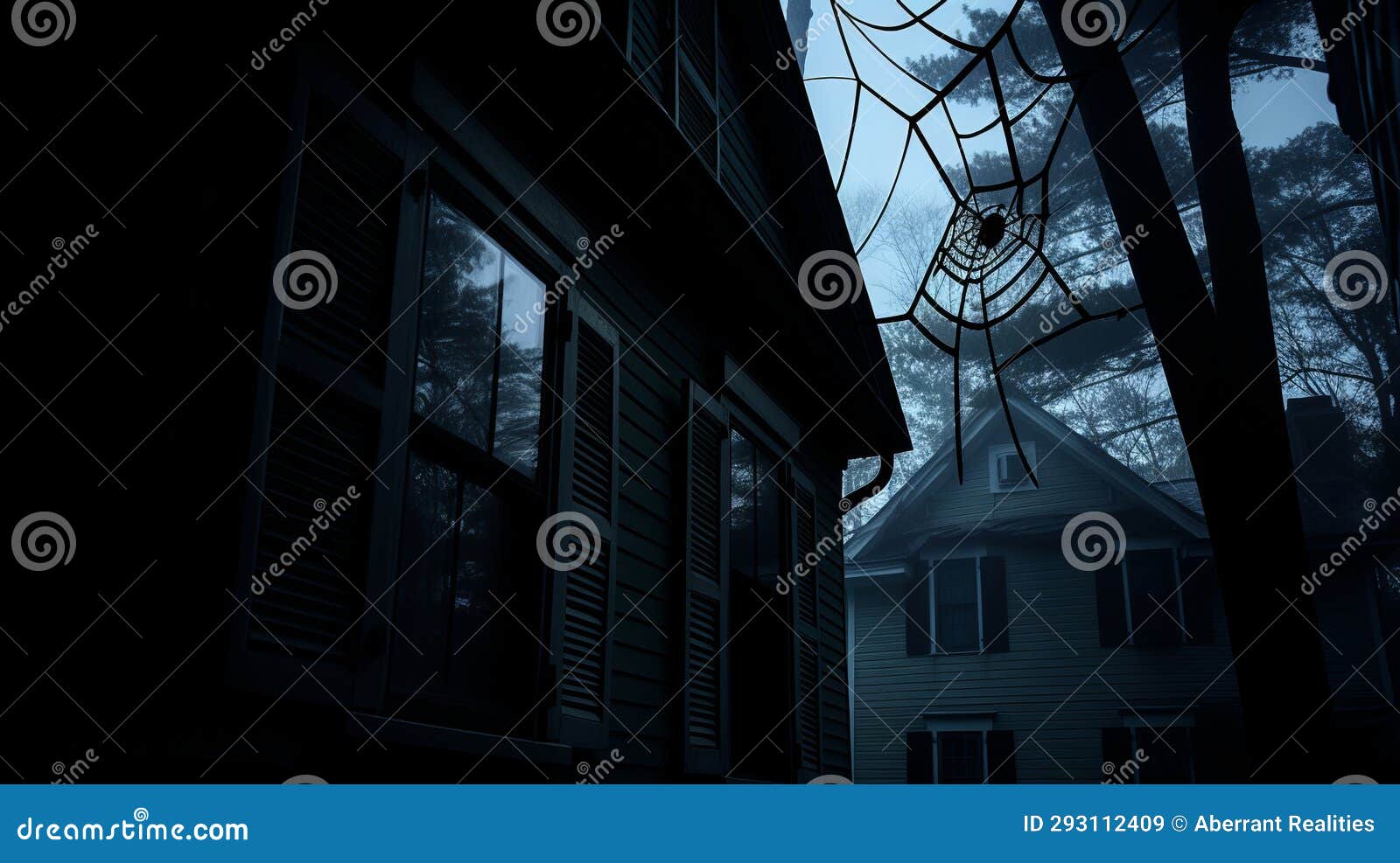 A House with a Spider Web Hanging from a Tree Stock Image - Image of ...