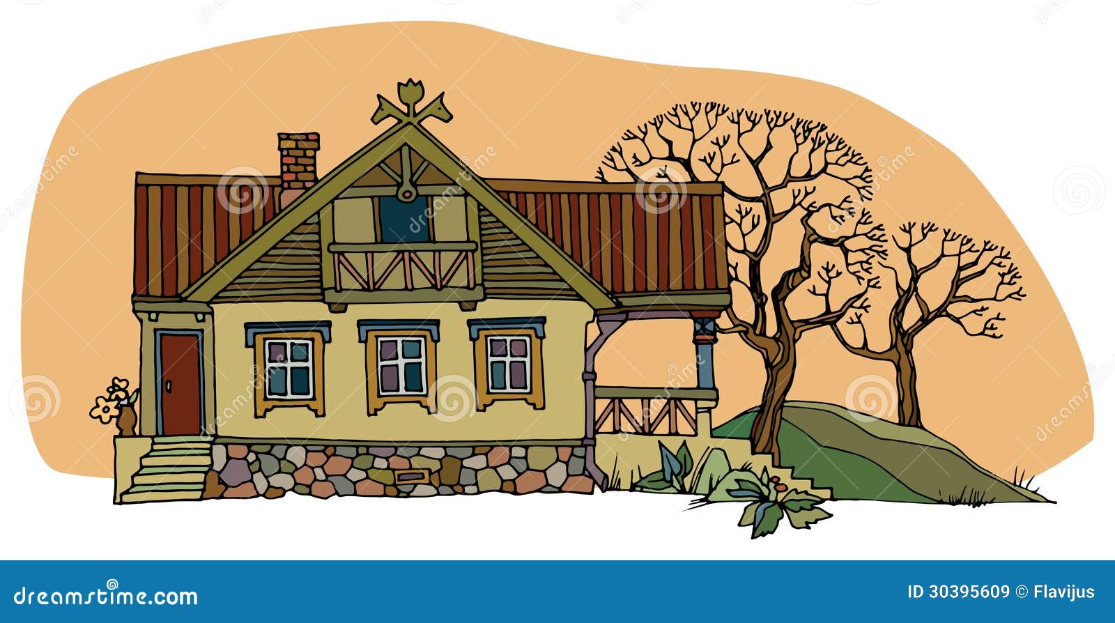 House in spring stock vector. Illustration of landmark - 30395609