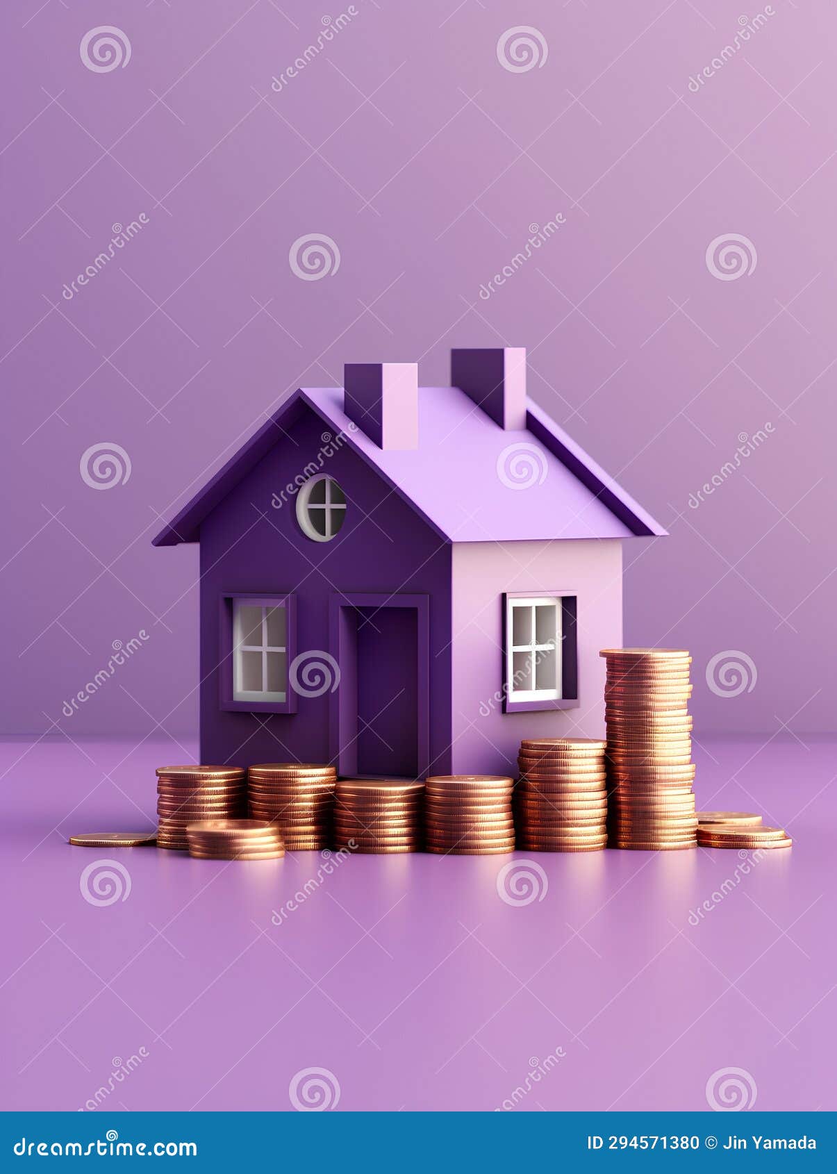 House on Stack of Coins. Real Estate Concept Stock Illustration ...
