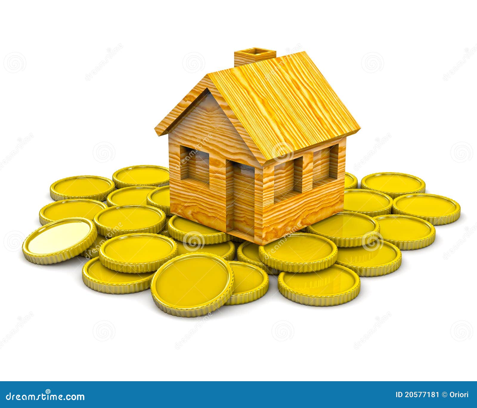 House standing on coins stock illustration. Illustration of house ...