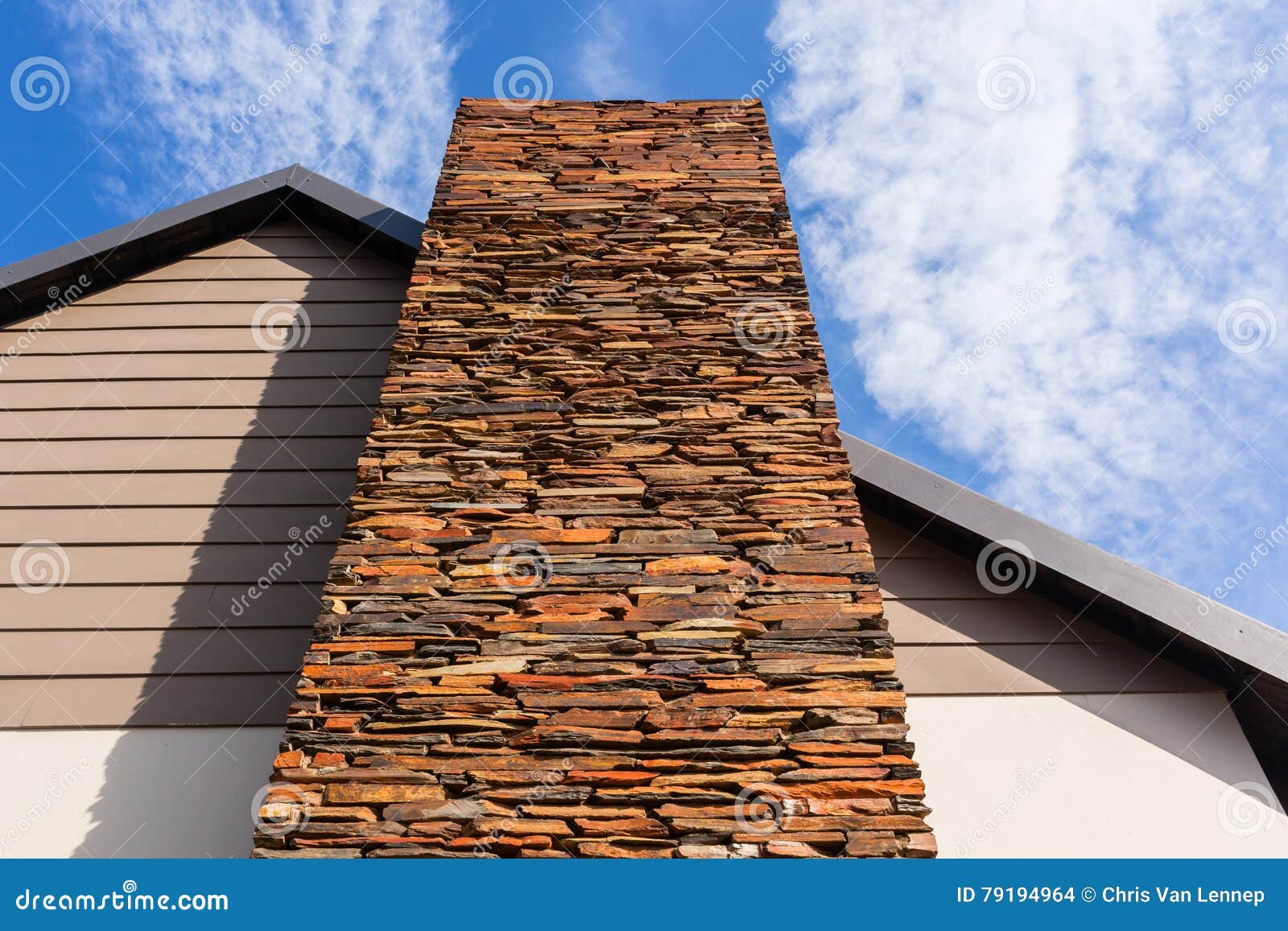 House Stone Slate Chimney stock photo. Image of design - 79194964