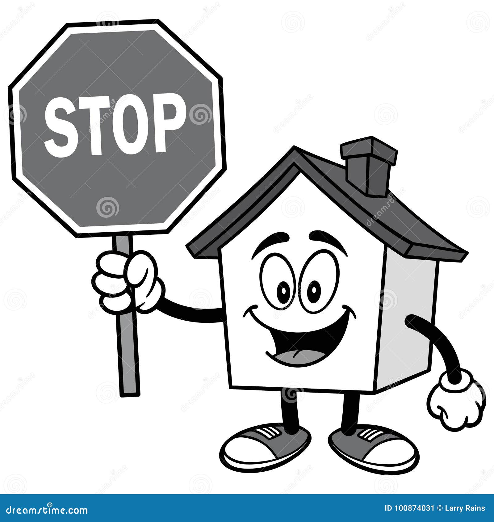 House with Stop Sign Illustration Stock Vector - Illustration of ...