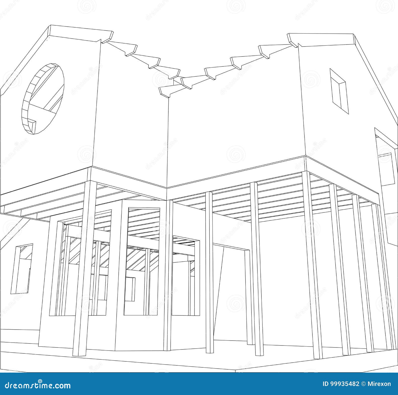 House Structure Architecture. Abstract Drawing Stock Vector ...