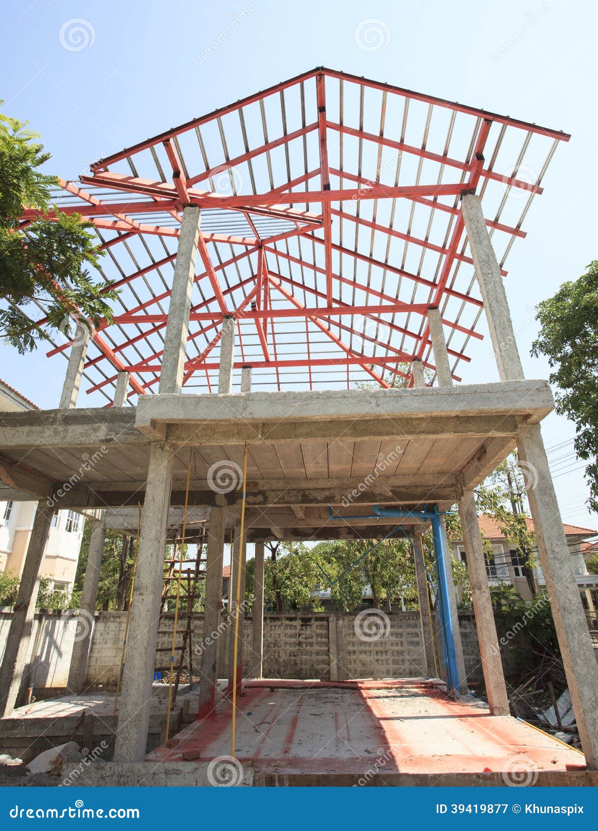 House Structure and Construction Stock Image - Image of framework ...