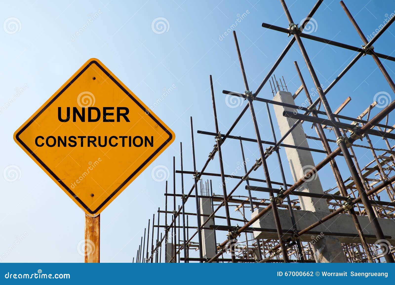 House Structure with Message Under Construction. Stock Photo - Image of ...