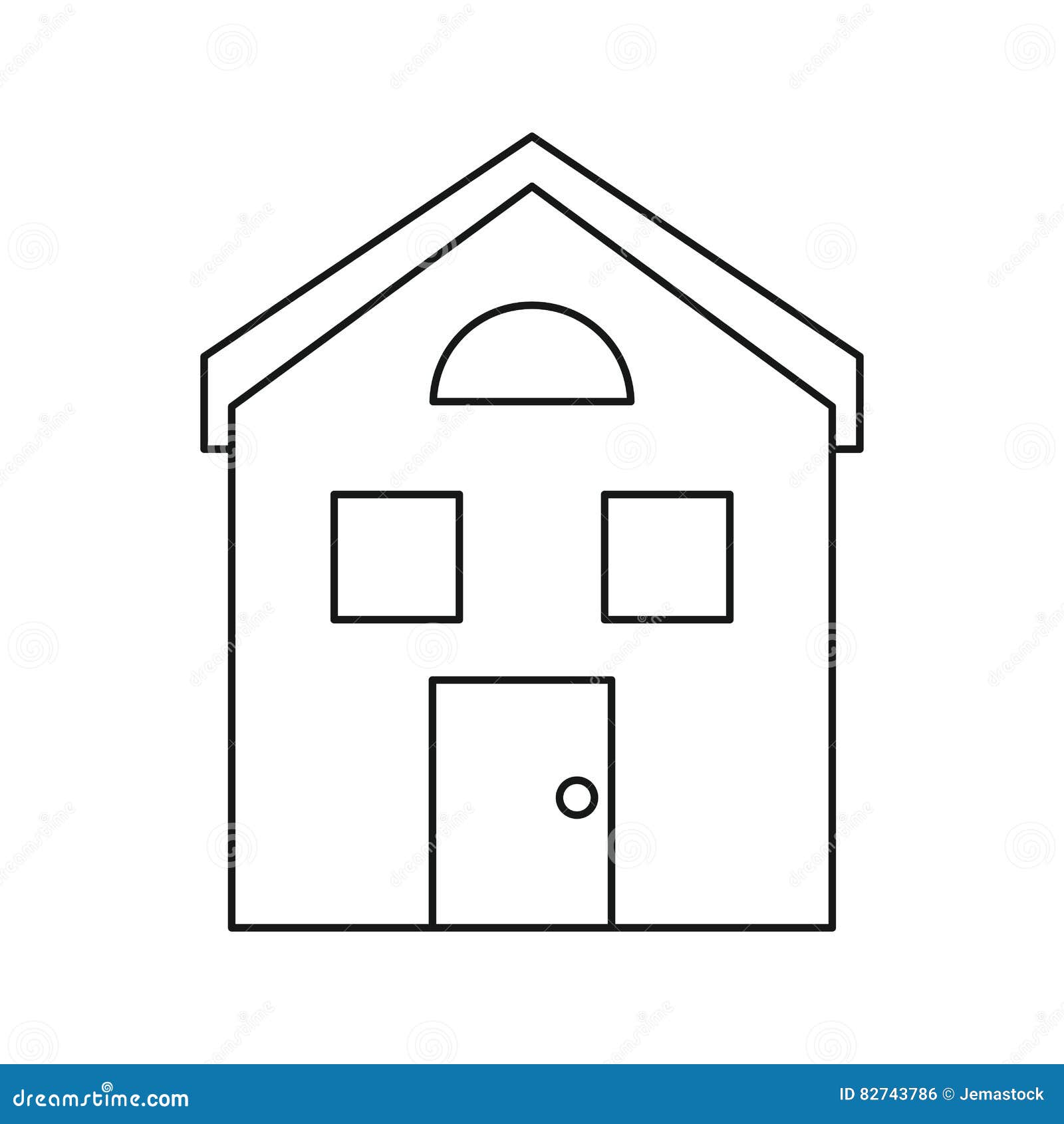 House Structure Window Style Outline Stock Vector - Illustration of ...