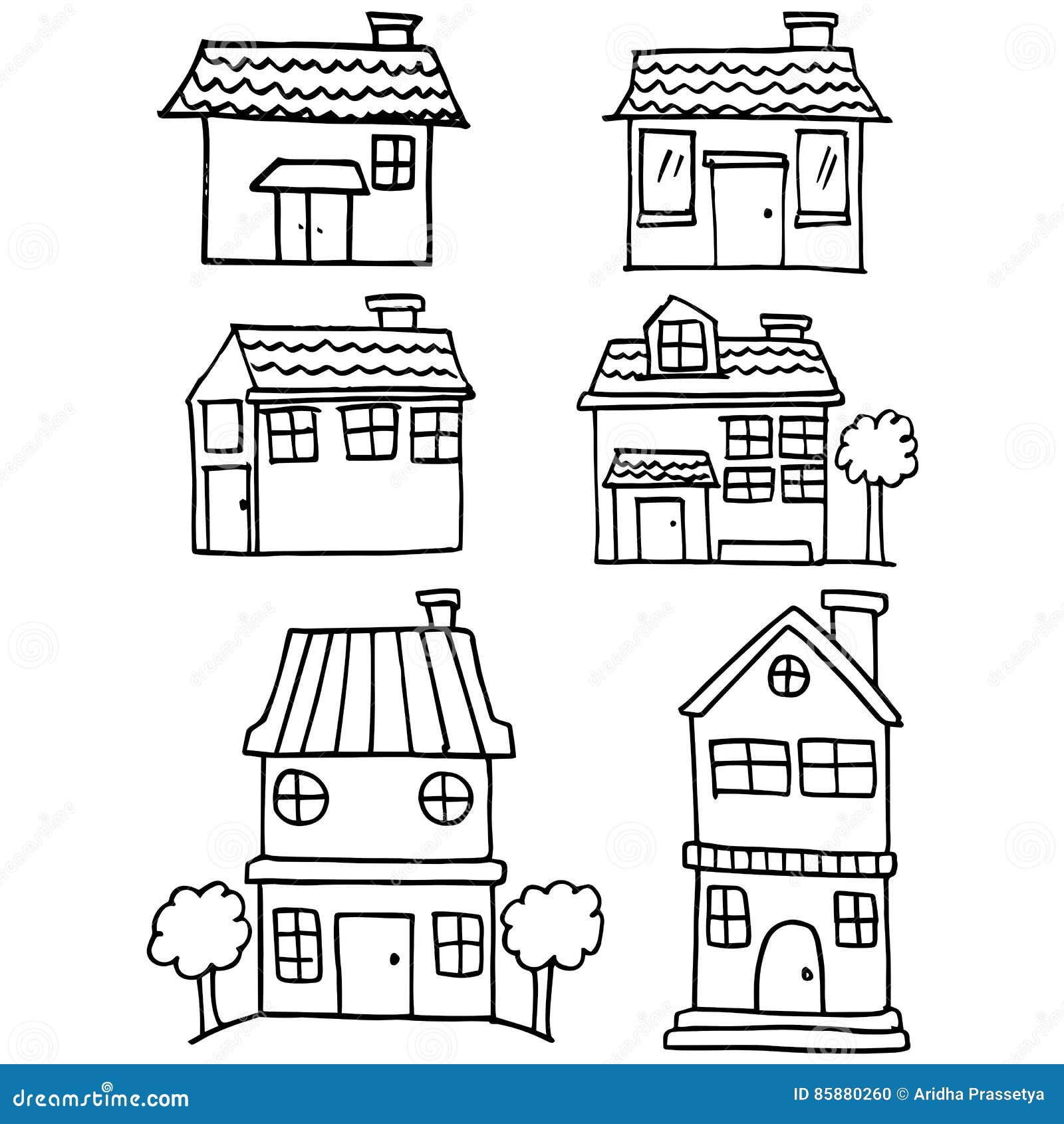 House style set hand draw stock vector. Illustration of roof - 85880260