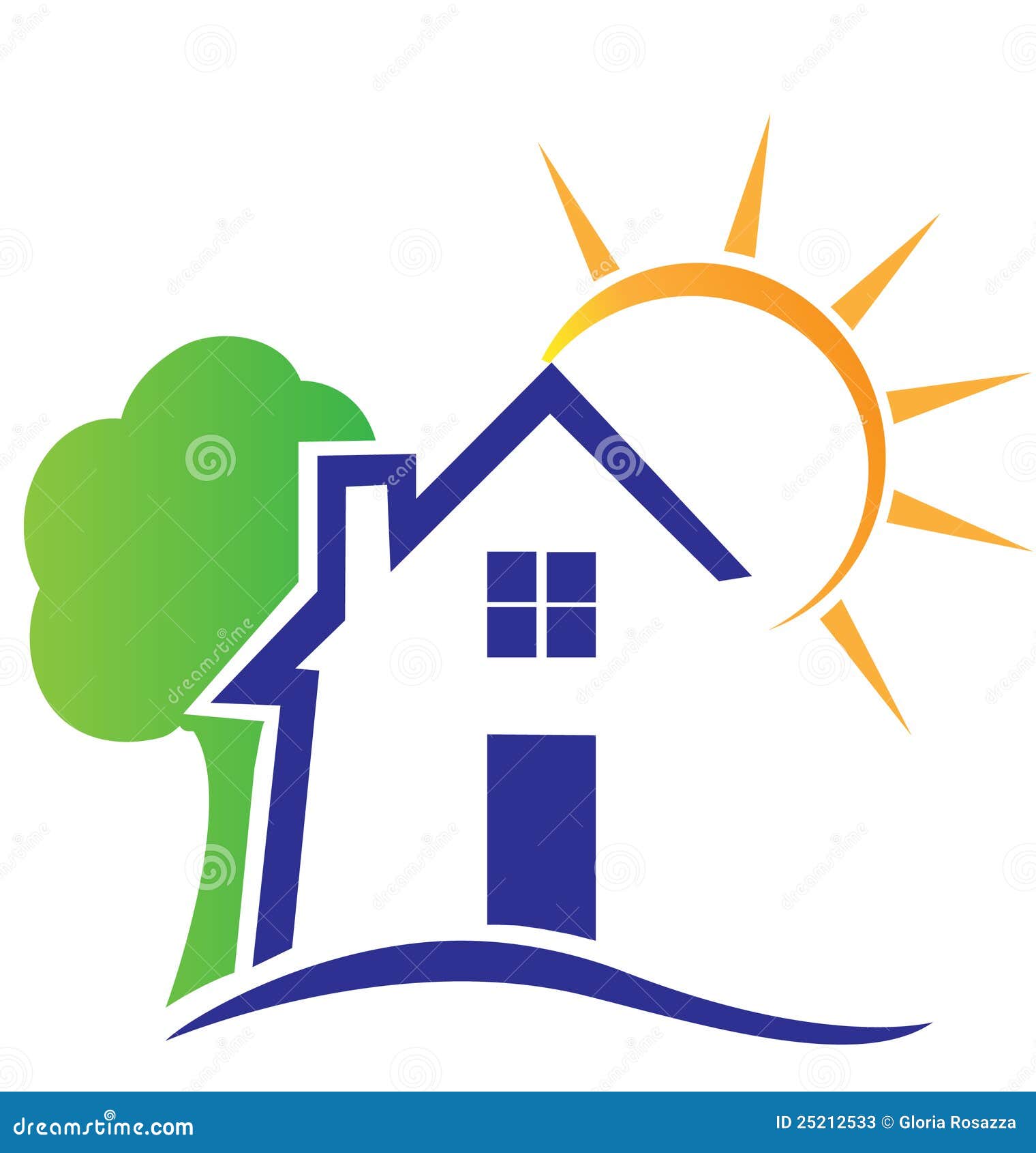 House sun and tree logo stock vector. Illustration of garden - 25212533