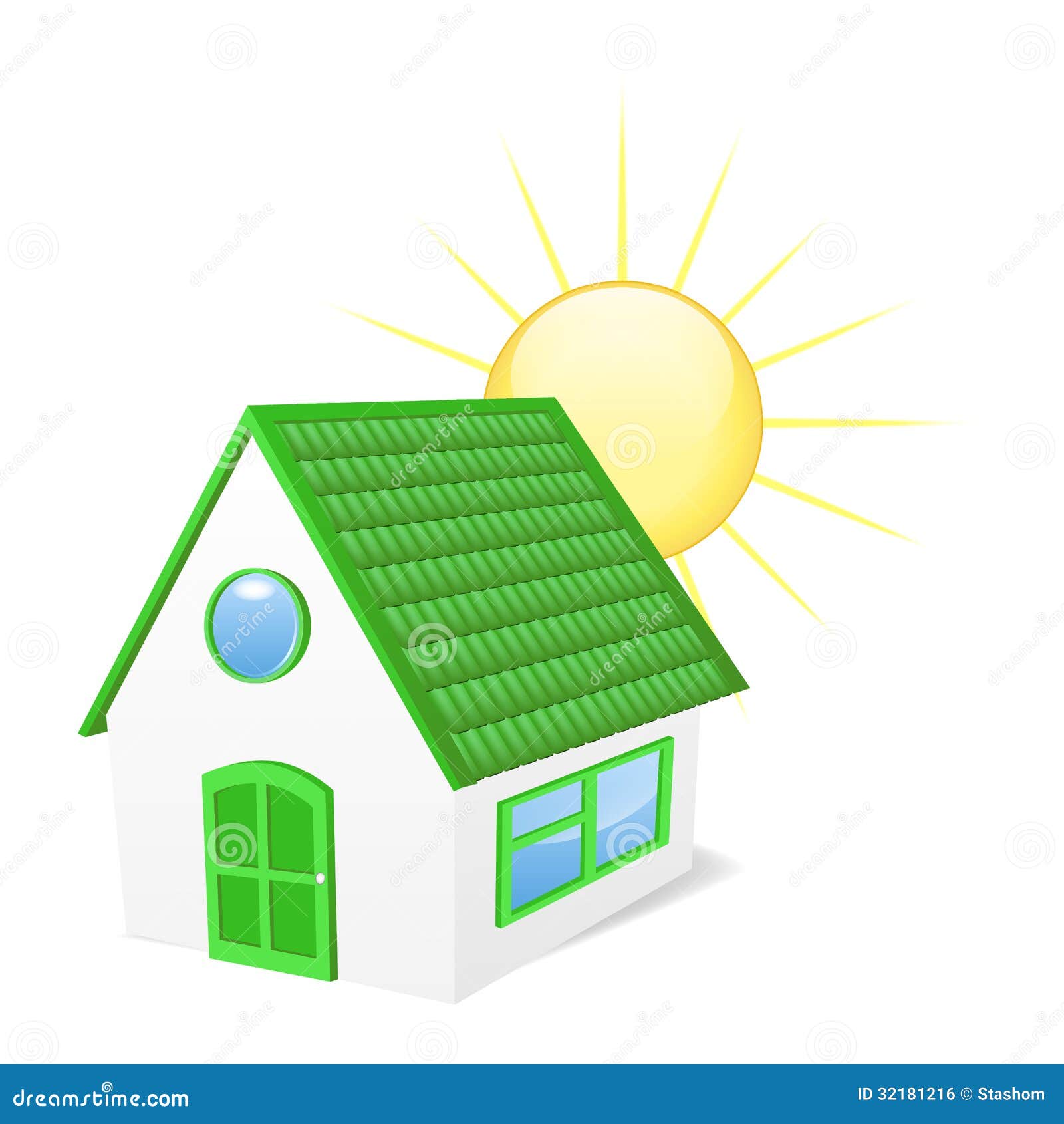House with Sun. Vector Illustration Stock Illustration - Illustration ...