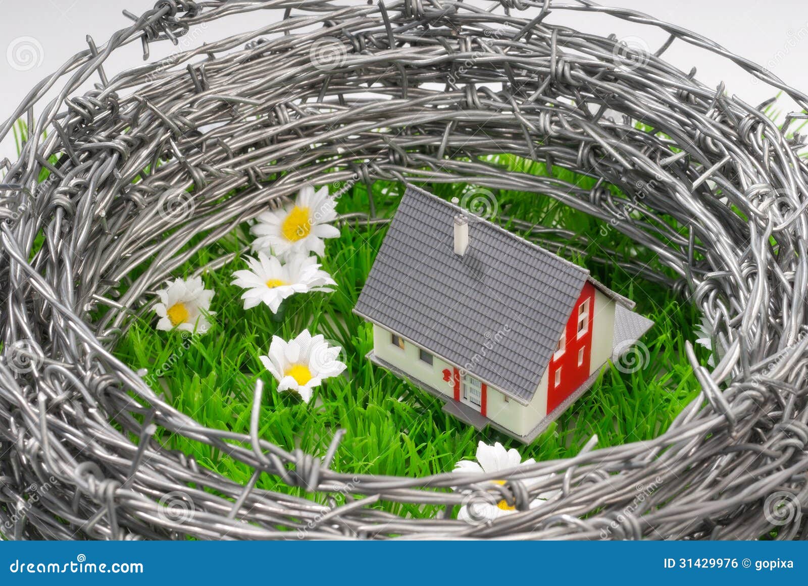 House behind barbed wire stock photo. Image of house - 31429976
