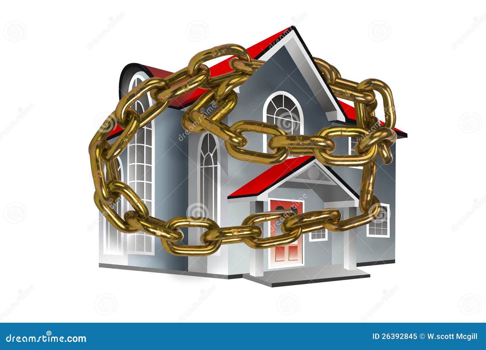 House Surrounded by Gold Chain Stock Image - Image of high, chain: 26392845