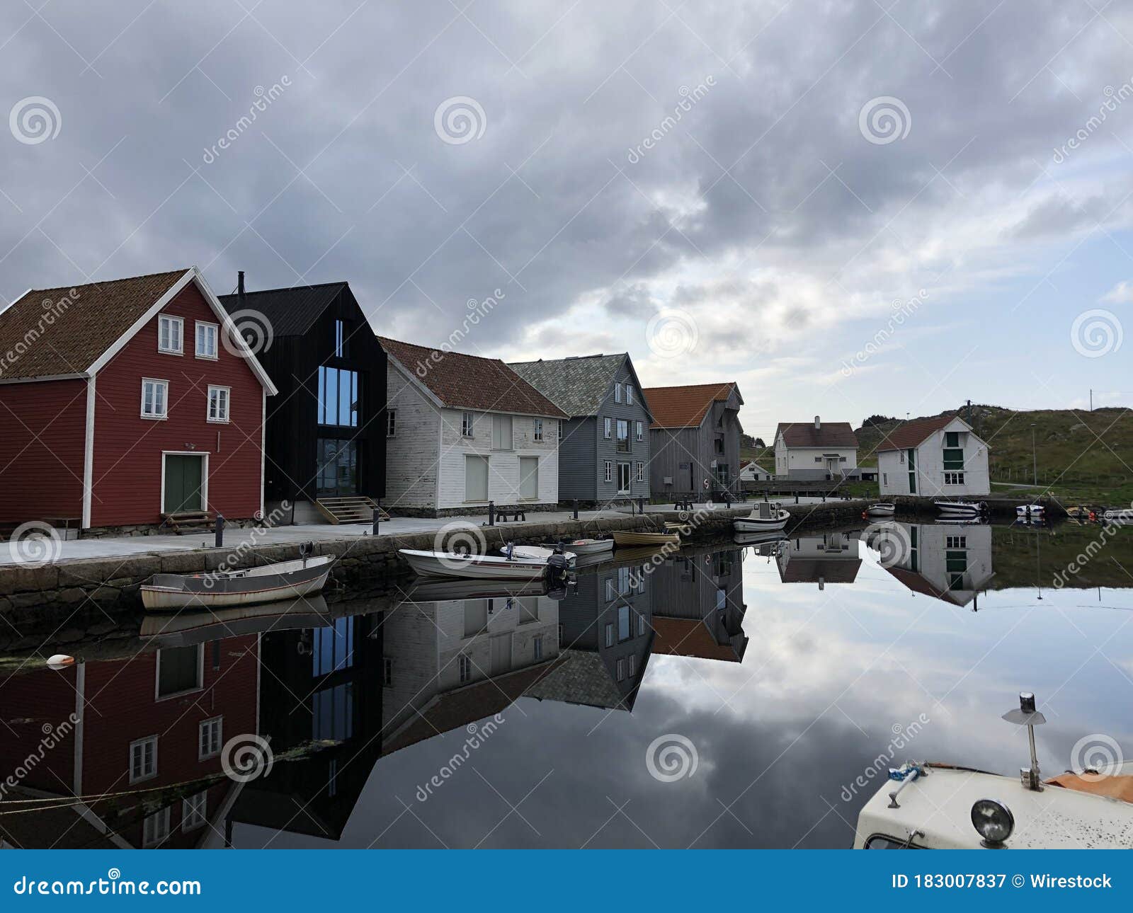 House Surrounded by the Water Under the Clouded Sky Stock Image - Image ...