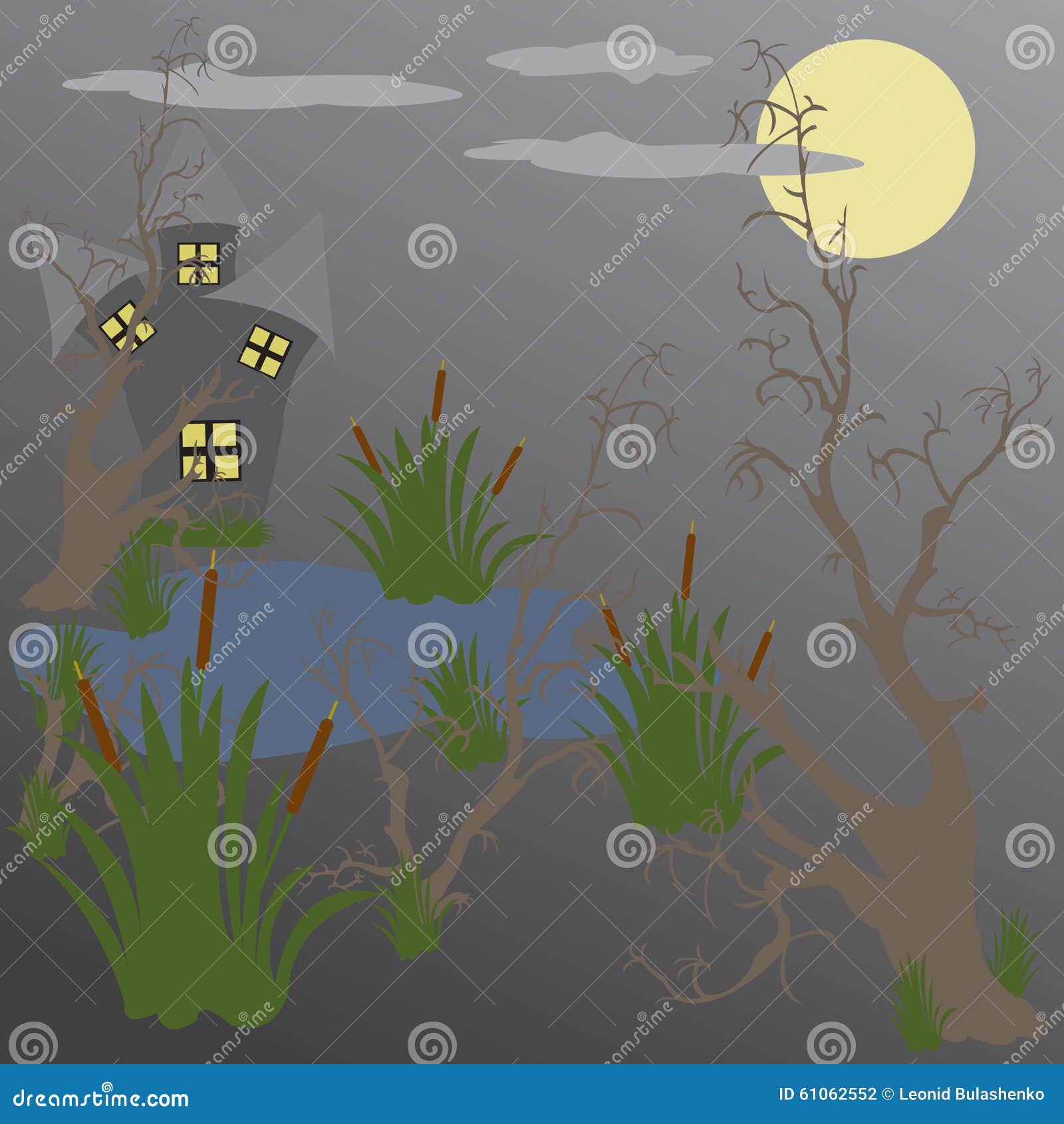 House in the swamp stock vector. Illustration of lake - 61062552