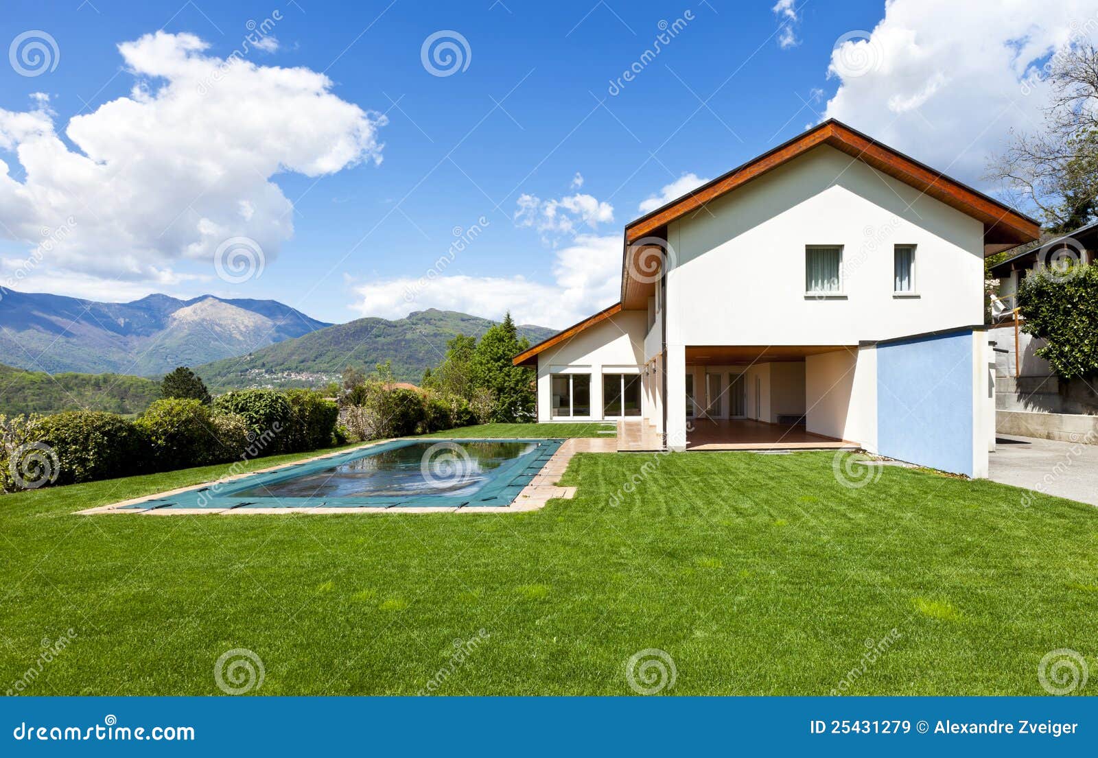 House with swimming pool stock image. Image of construction - 25431279