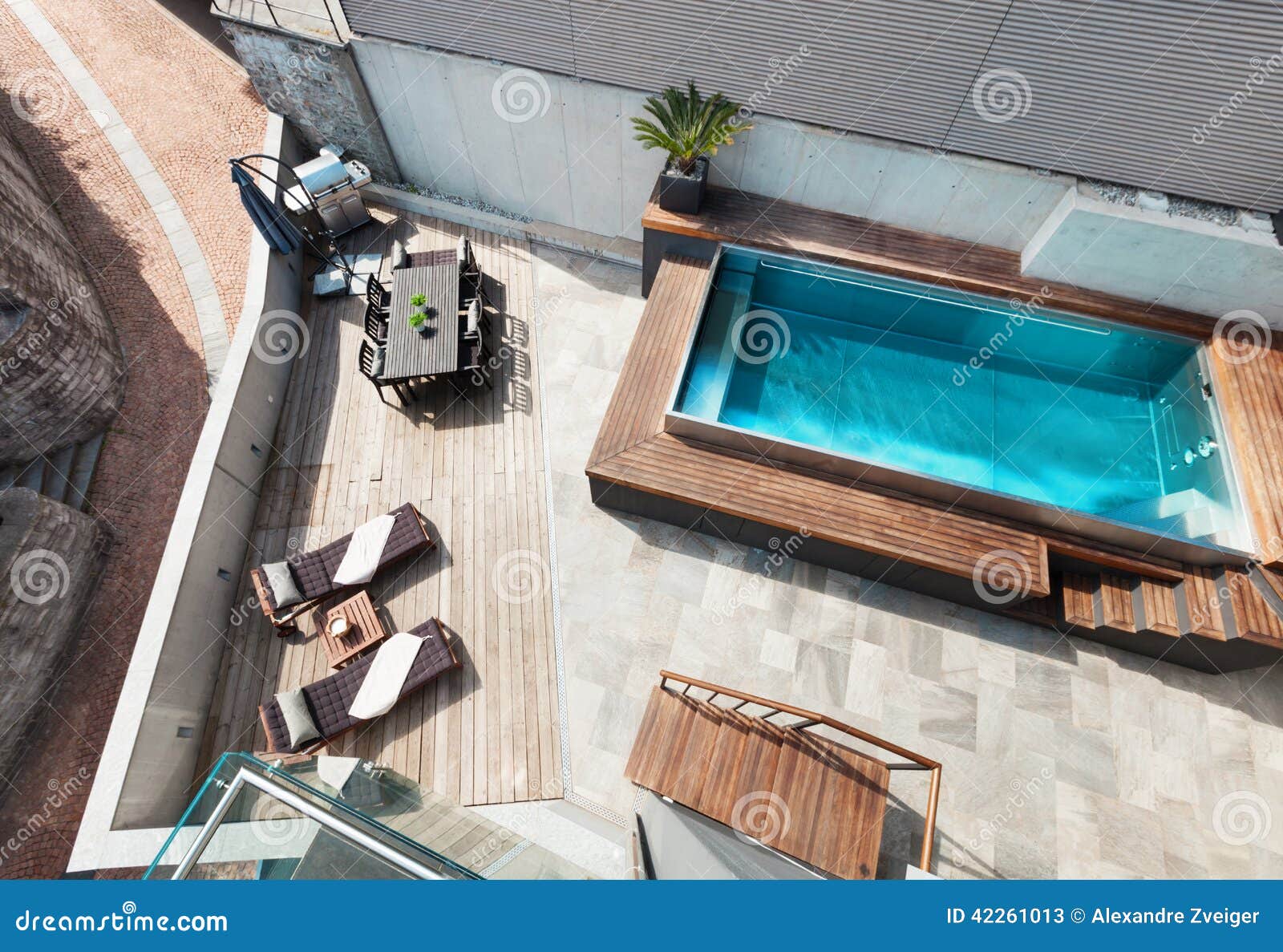 House, swimming pool view stock image. Image of wood - 42261013