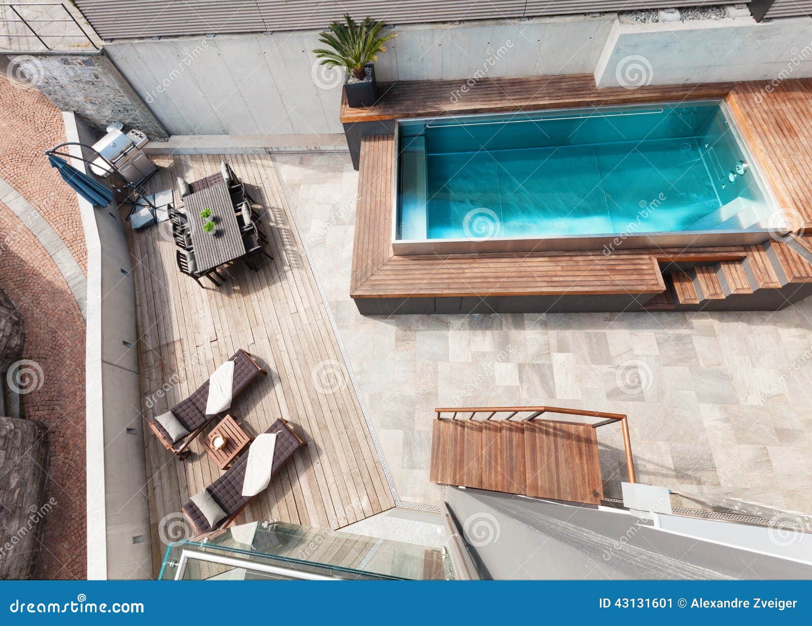 House, swimming pool view stock image. Image of cement - 43131601