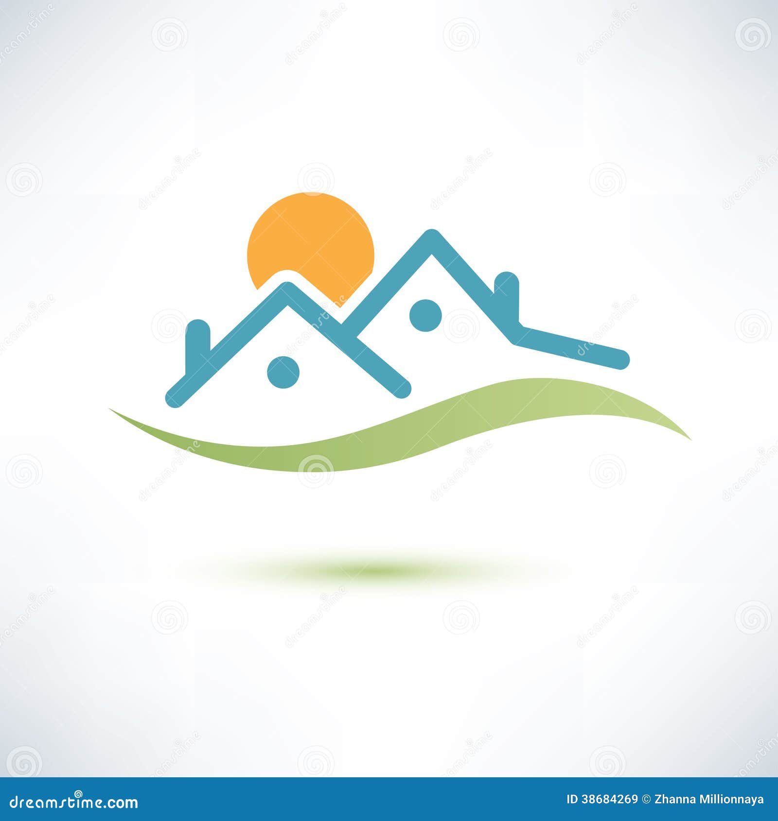 House Symbol With Location Pin Icon On Round Soil Ground Cross Section ...