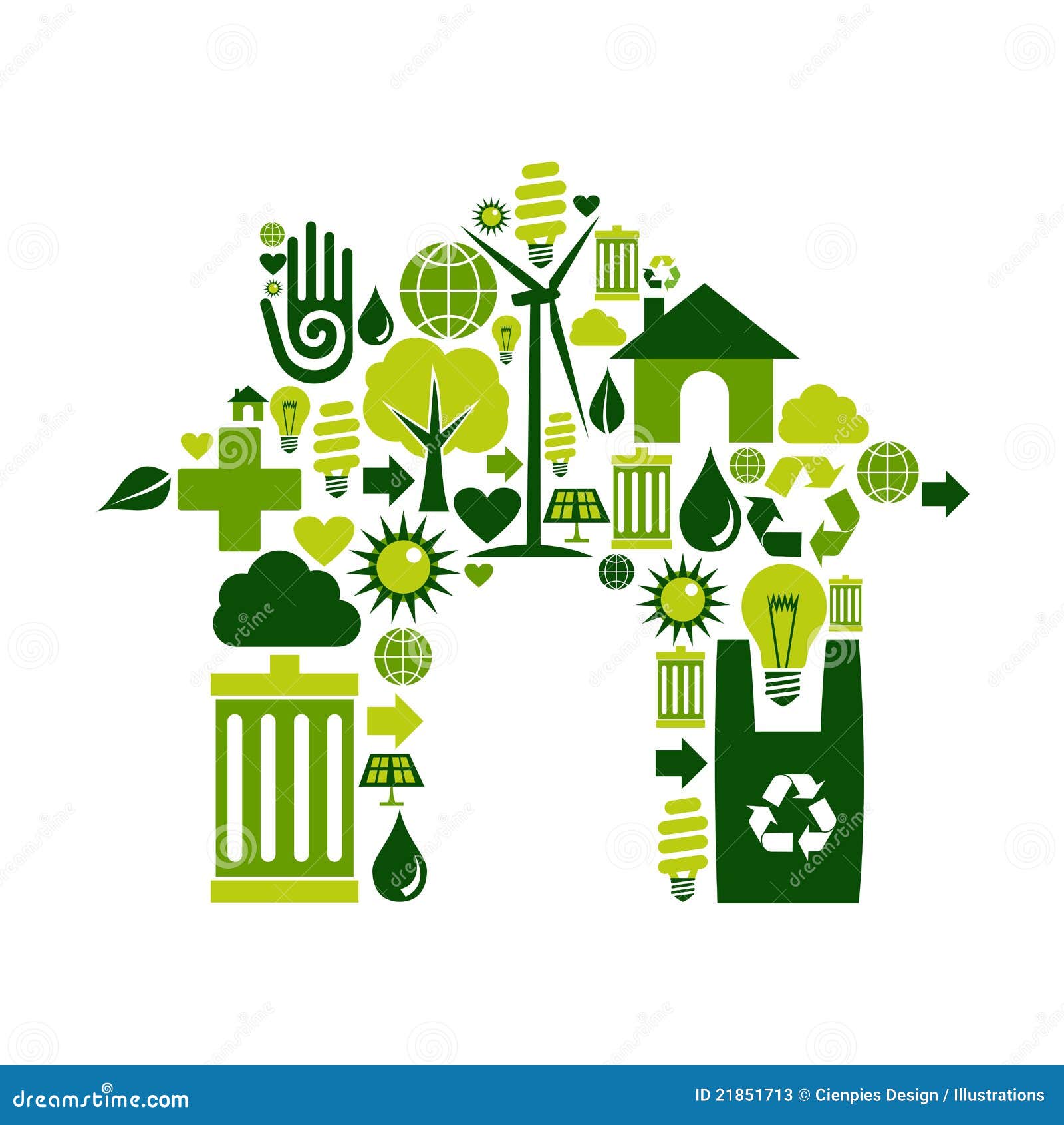 House Symbol with Environmental Icons Stock Vector - Illustration of ...