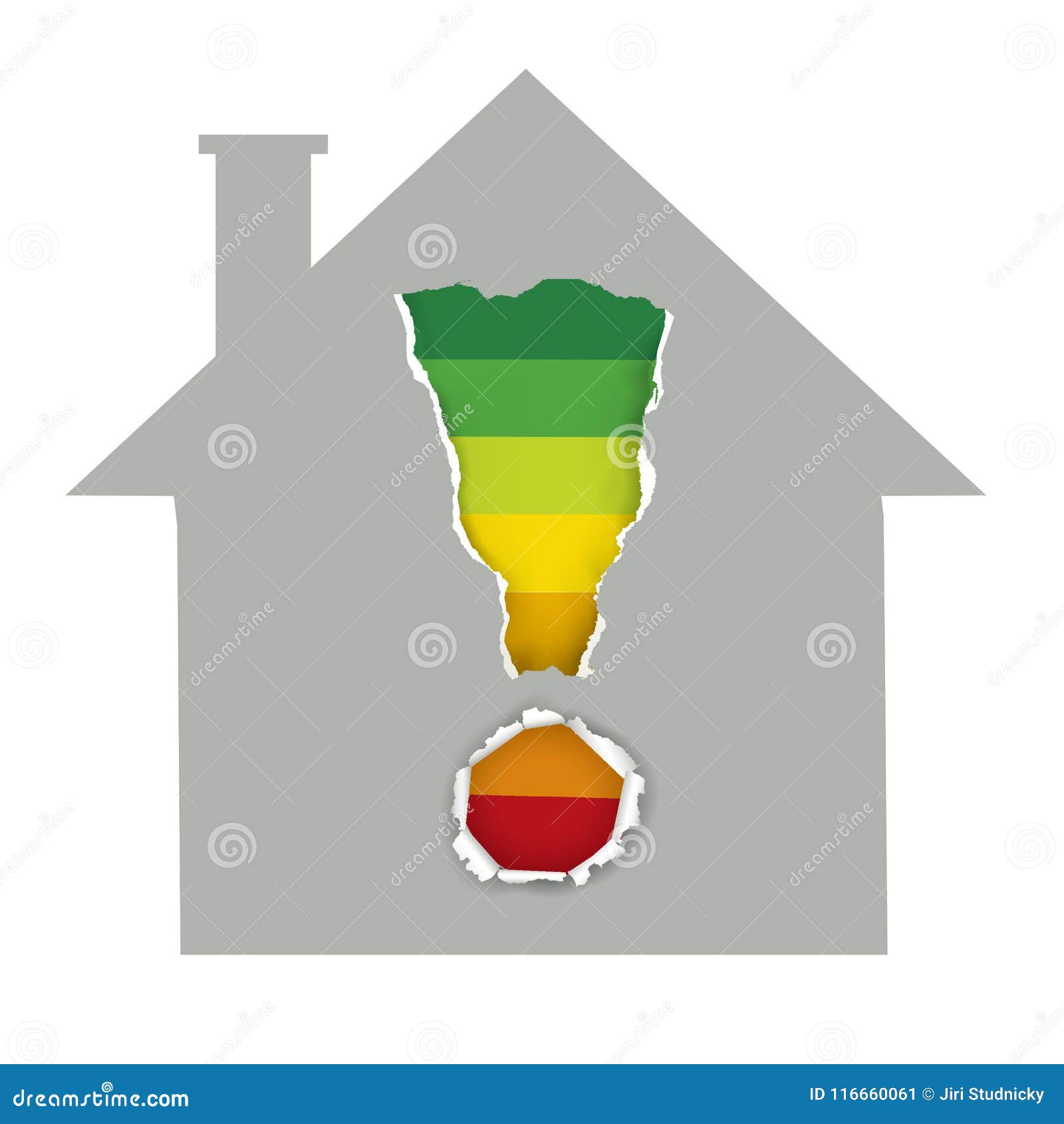 House Symbol With Exclamation Mark With Energy Performance Scale ...