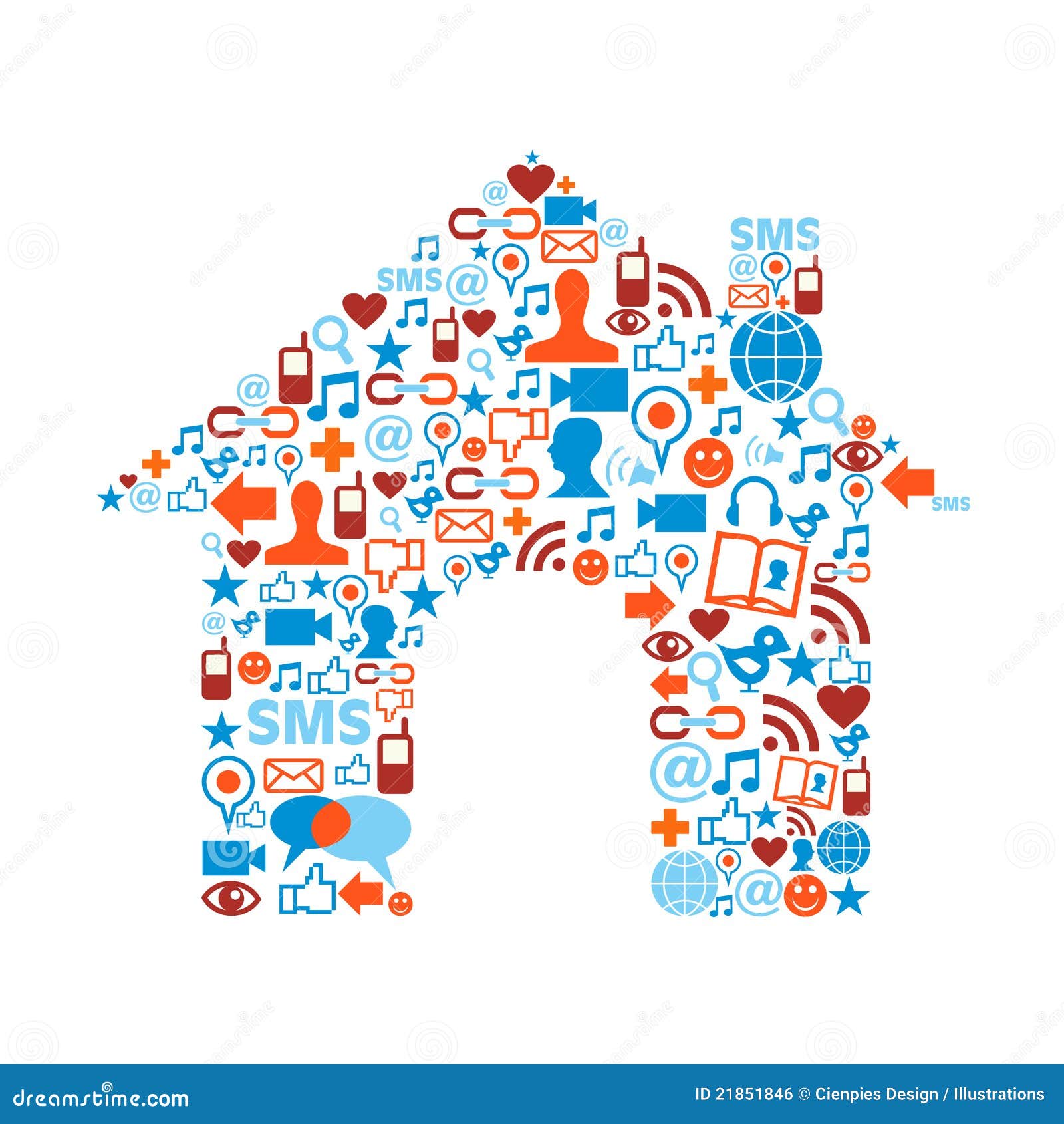 House Symbol with Media Icons Texture Stock Vector - Illustration of ...