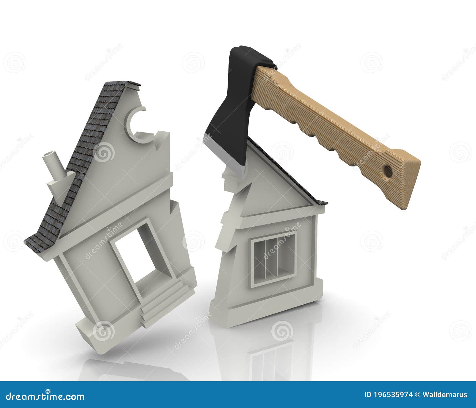 Division Of Property At Divorce Of Man And Woman In A Half House Vector ...