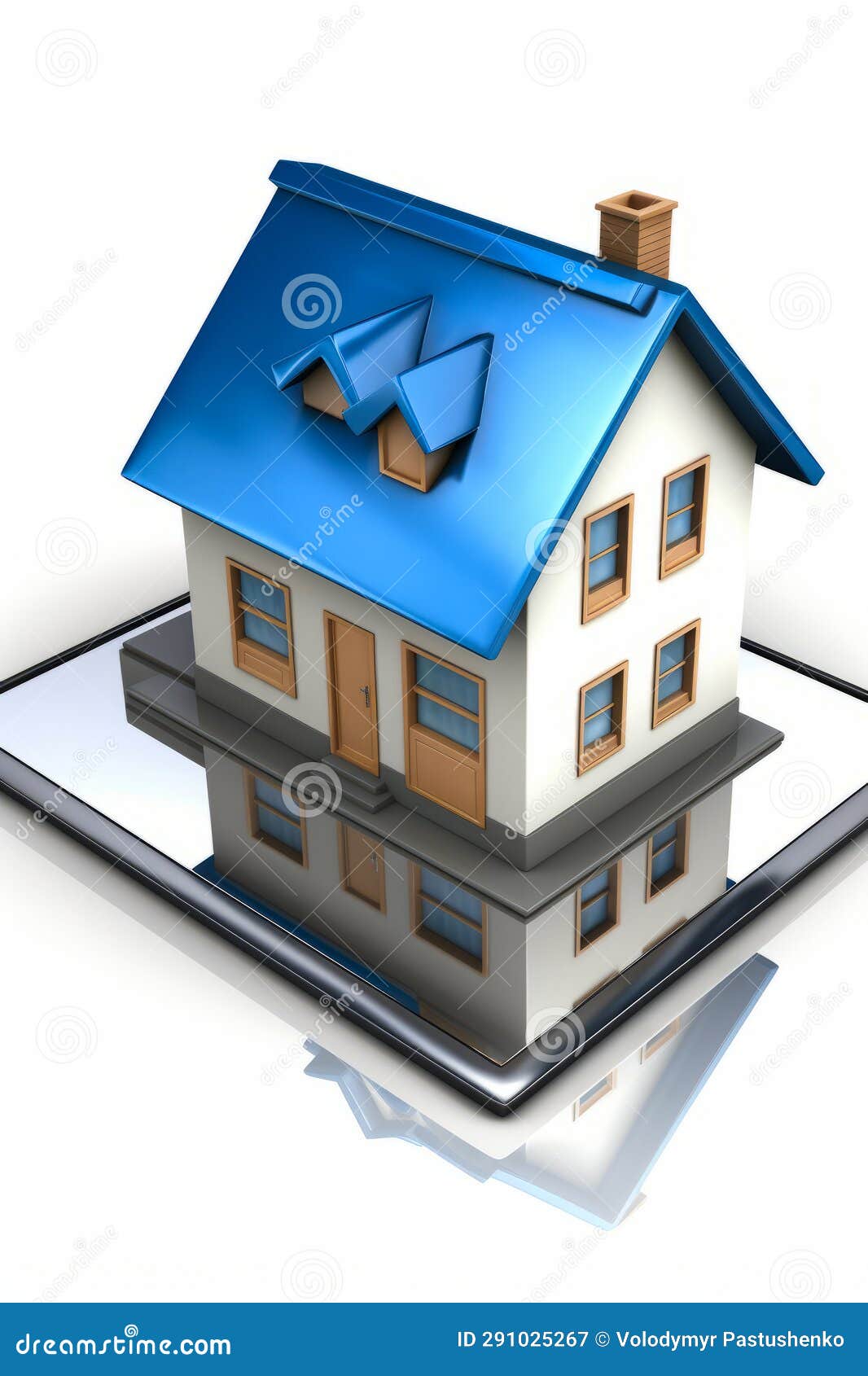 House on Tablet with Blue Roof and Blue Roof. Generative AI Stock Image ...