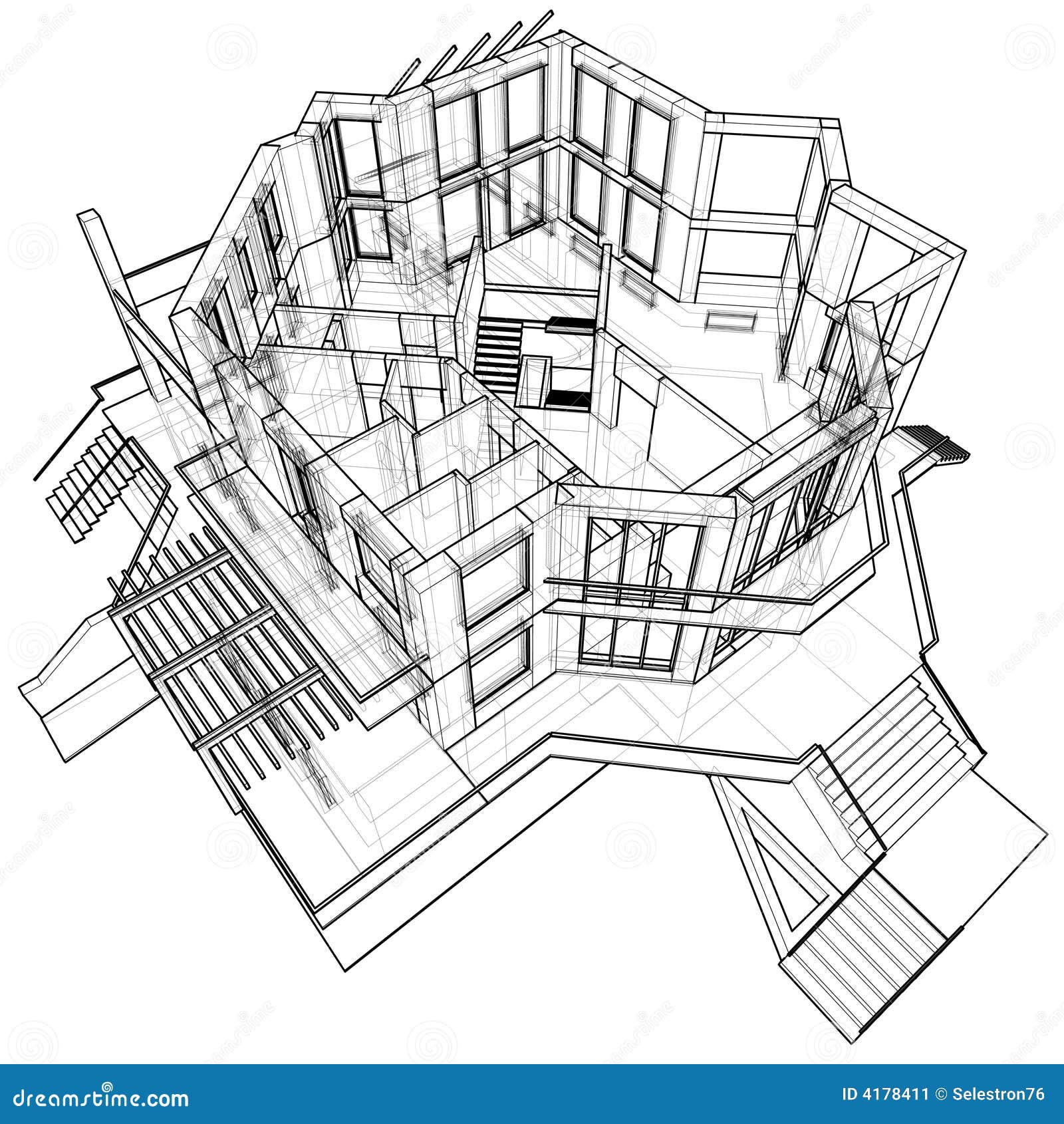 House: technical draw stock illustration. Illustration of composition ...