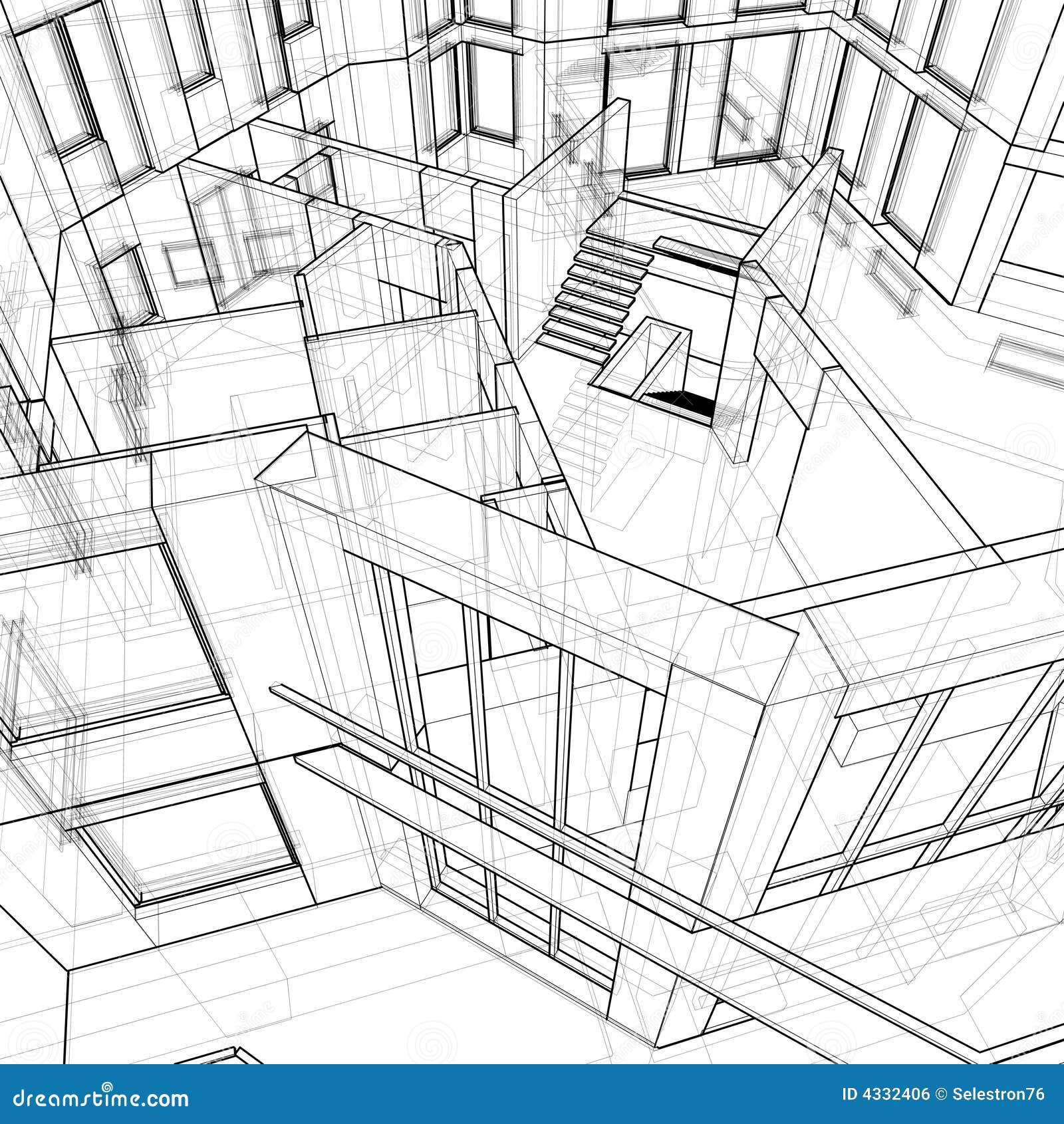House: technical draw stock illustration. Illustration of composition ...