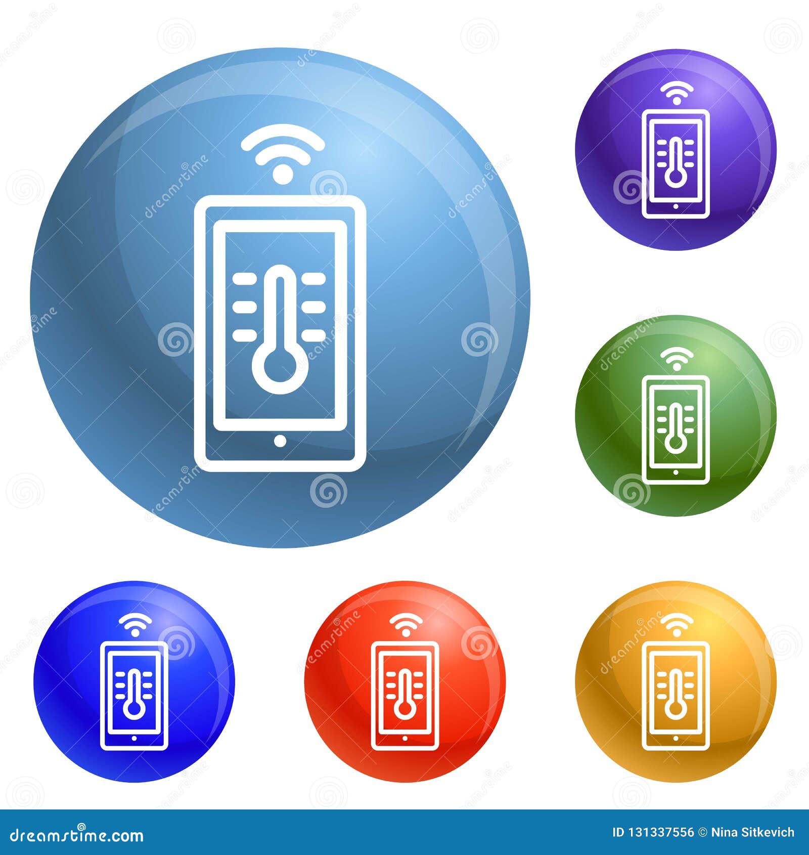 House Temperature Smart Control Icons Set Vector Stock Vector ...