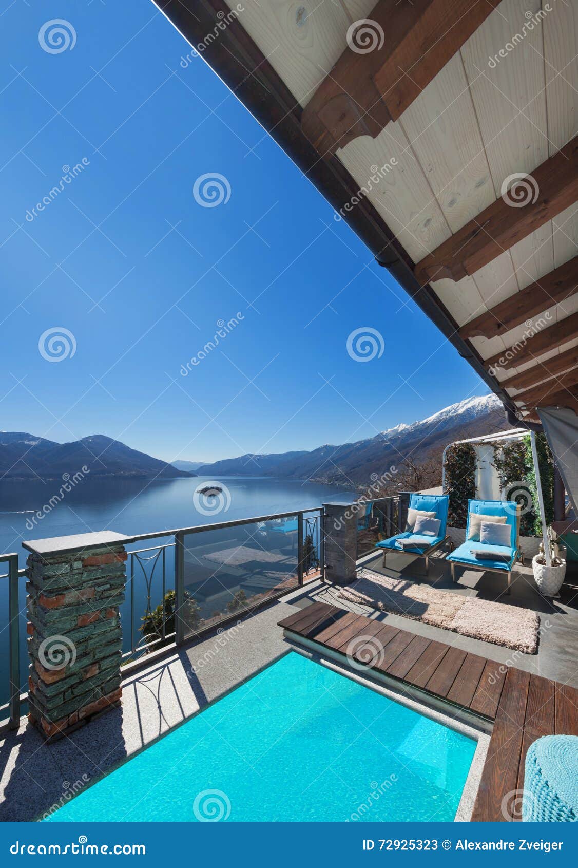 House, terrace with pool stock image. Image of open, balcony - 72925323