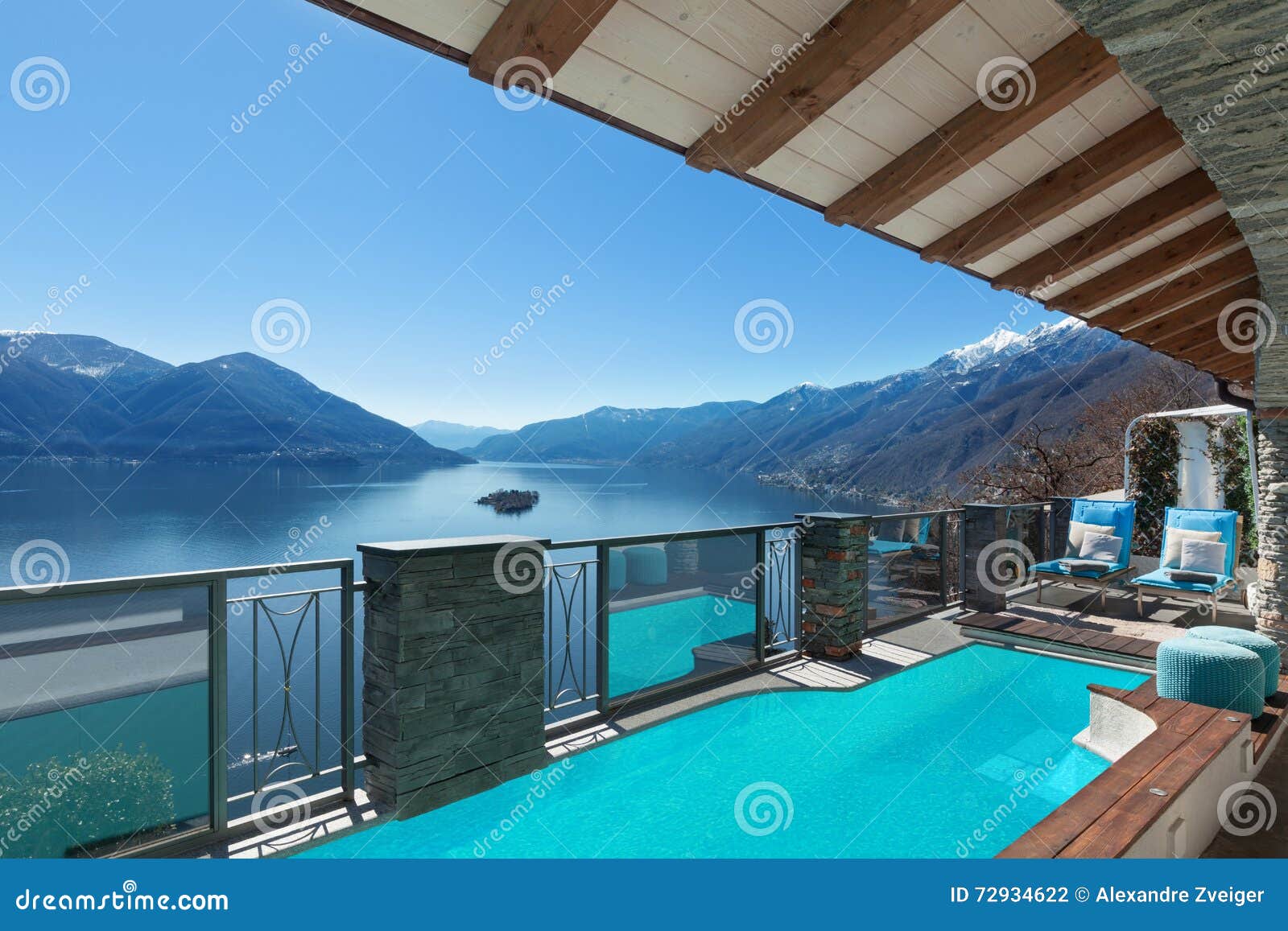 House, terrace with pool stock photo. Image of blue, balcony - 72934622